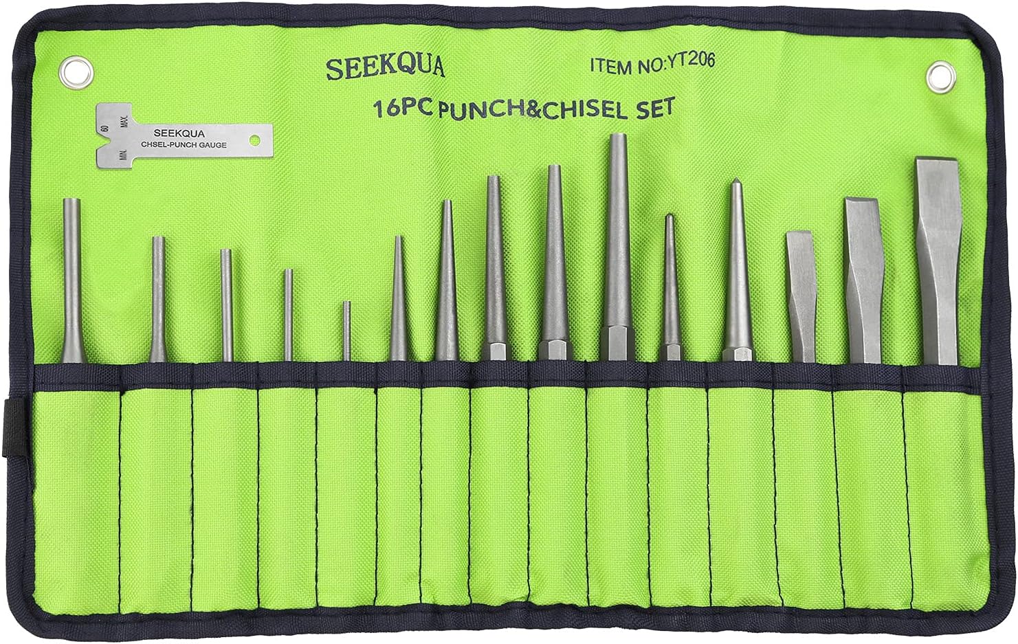 Grip 14 pc Heavy Duty Punch & Chisel Set - Center Punch, Pin Punches ...