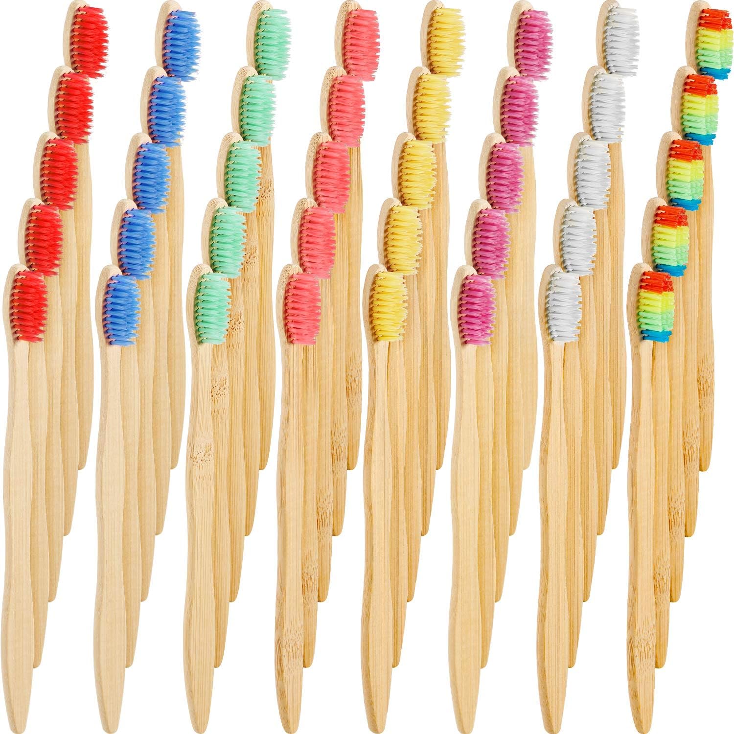 Amazon.com : 40 Pieces Bamboo Toothbrushes Charcoal Toothbrush Bamboo ...