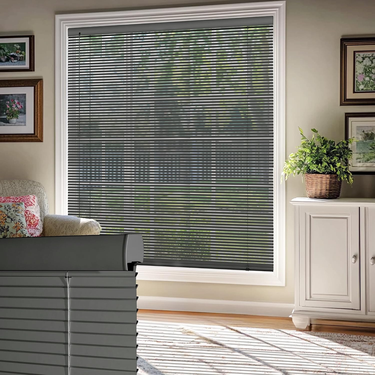 Amazon.com: HOTSOON 1" L-Shaped Slats Aluminum Mini Blinds, Grey, 45" W ...