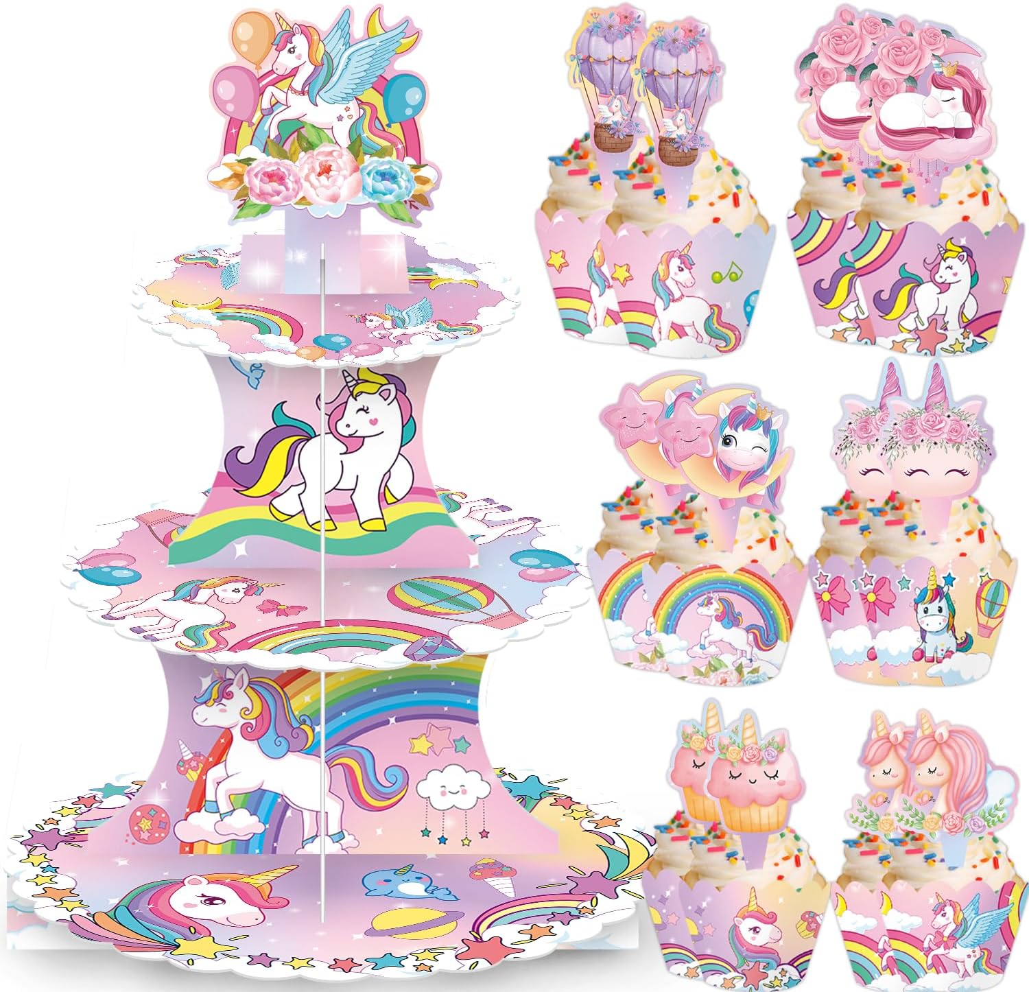 Amazon.com: Bokon 3 Tier Puppy Dog Cupcake Stand and 24 Pcs Dog Cupcake ...