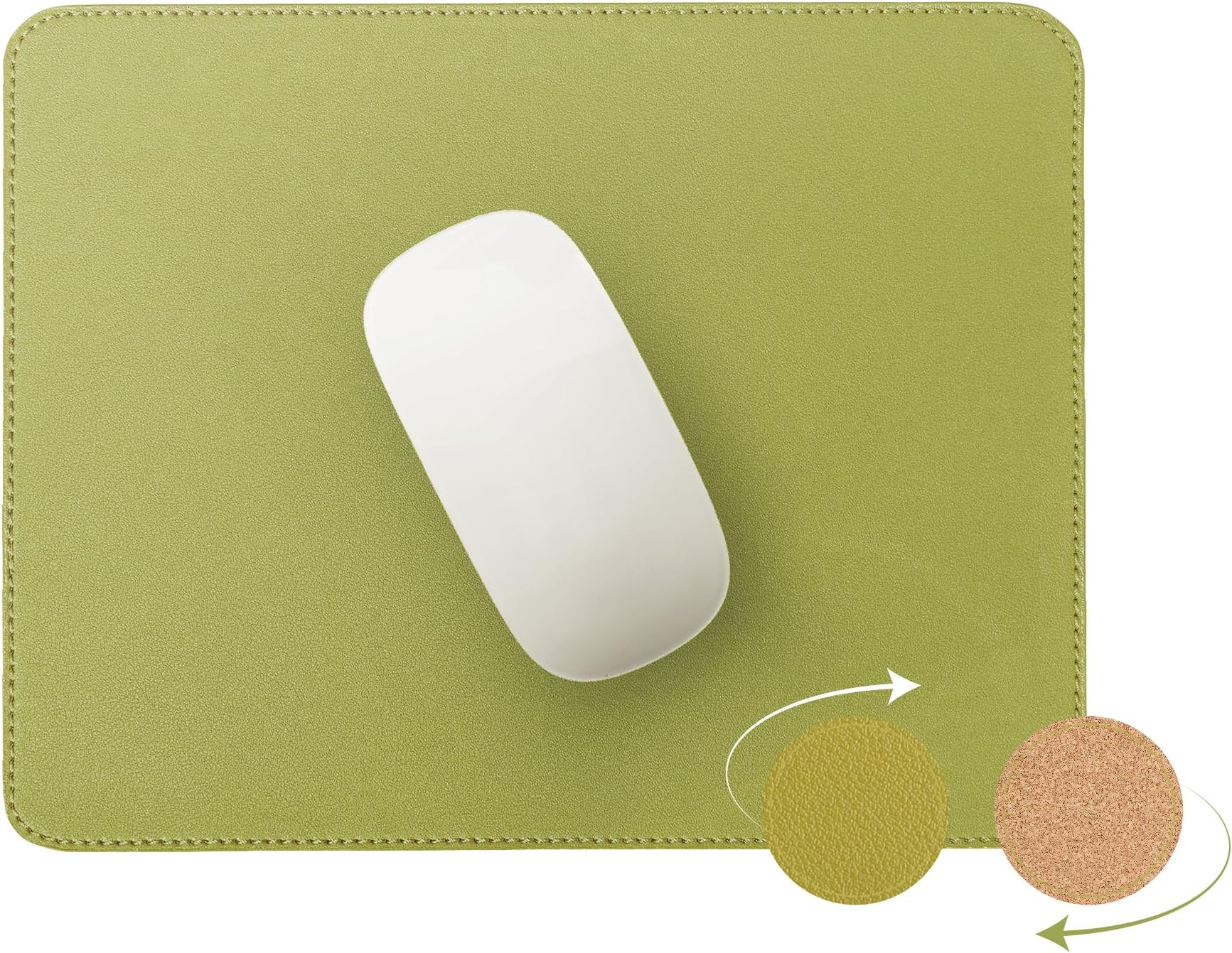 Amazon.com: KINOPREV Leather Mouse Pad - Wood Mouse Pads with Stitched ...