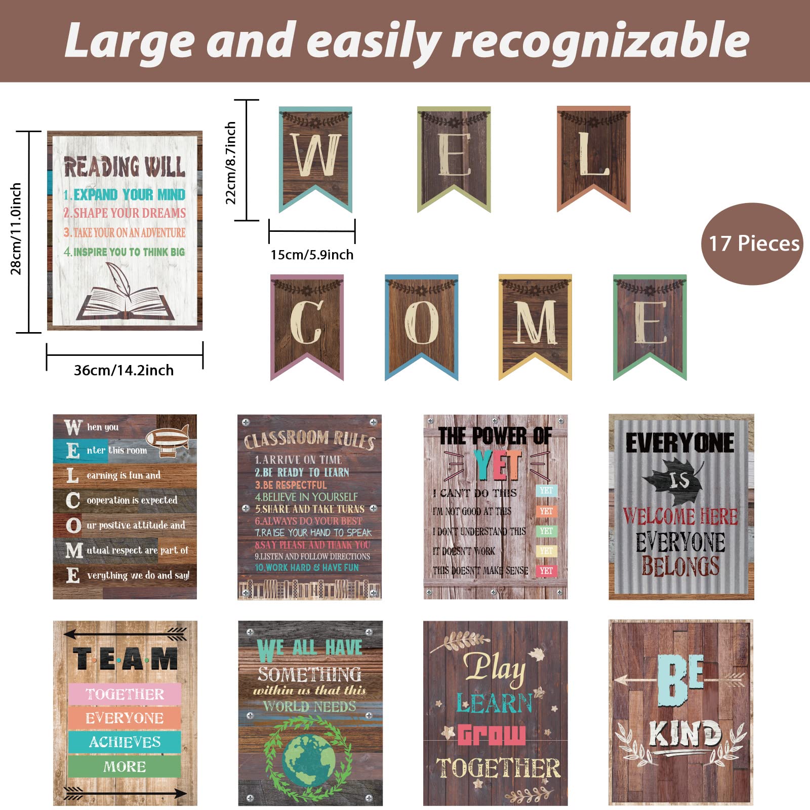 Buy gisgfim 17 Pieces Classroom Motivational Posters Welcome Decor ...