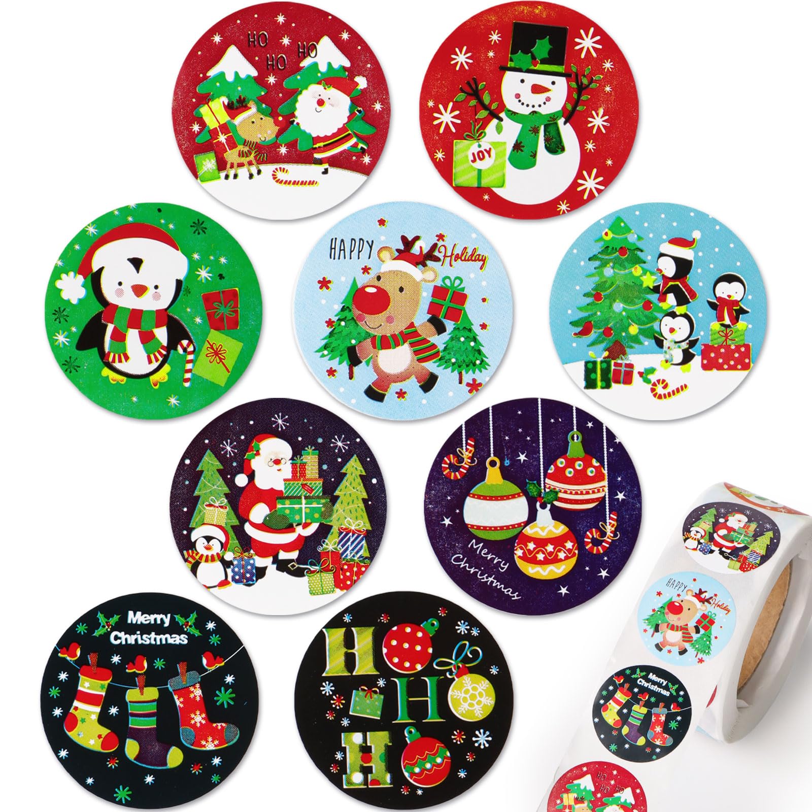 500 pcs Merry Christmas Stickers Roll Self-Adhesive Christmas Sealing ...
