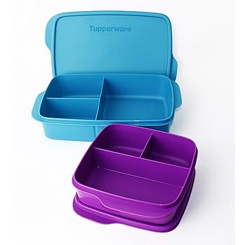 TUPPERWARE To Go Lunchbox 550 ml dunkelrot/türkis Trennwand Clevere ...