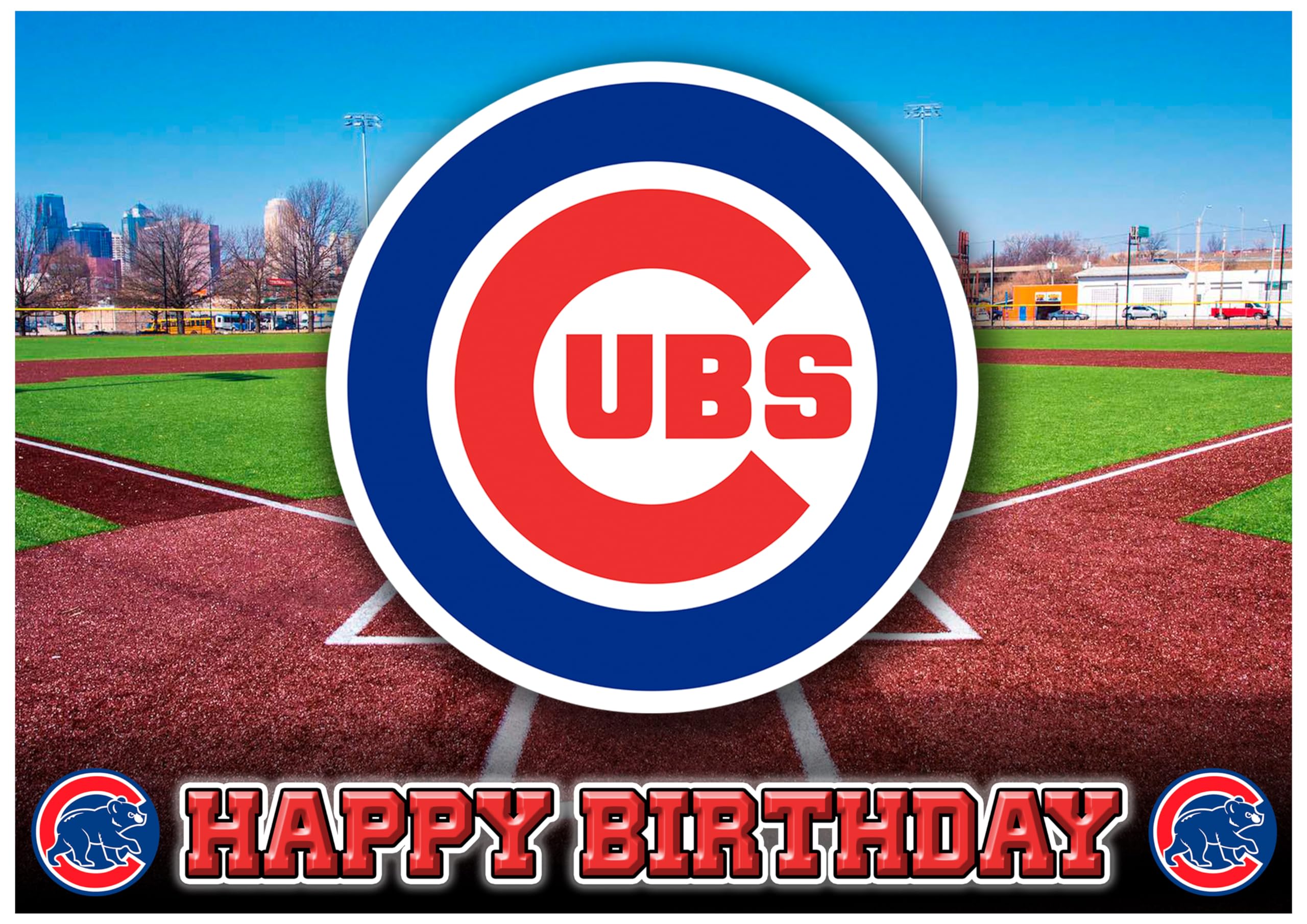 Amazon.com: 8.3 x 11.7 Inch Edible Square Cake Toppers – Cubs Themed ...