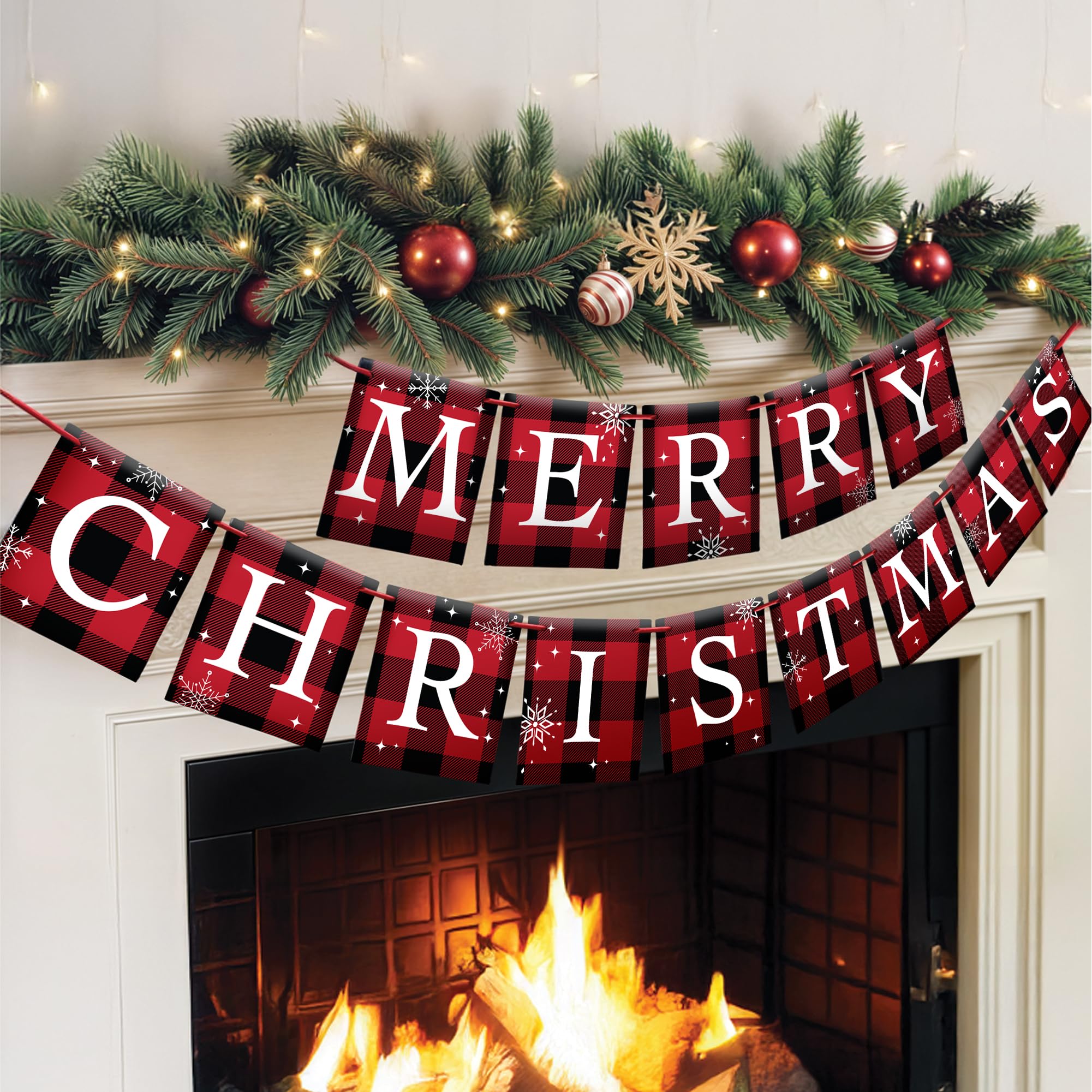 Snapklik.com : Merry Christmas Banner - Buffalo Plaid Merry Christmas ...