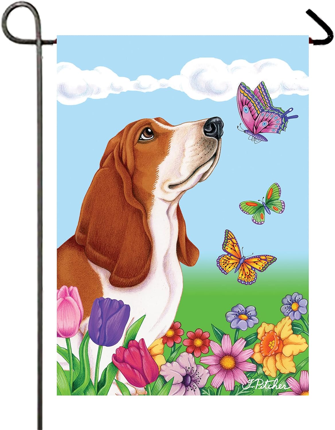 Amazon.com : Basset Hound - Best of Breed Butterfly Garden Flag : Patio ...