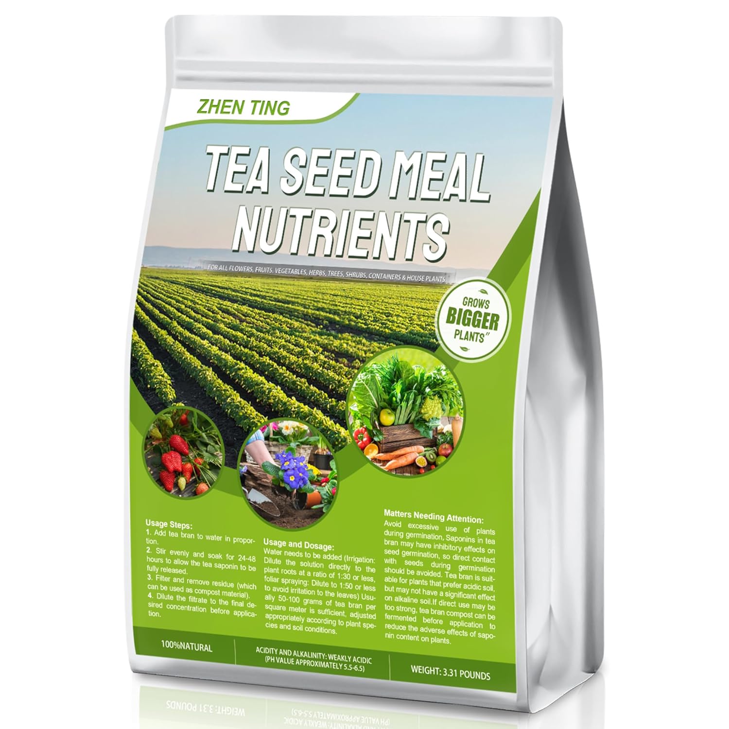 Amazon.com : Natural Tea Seed Nutrient Fertilizer Purpose 3.31-Lb Organic Food for Growing ...