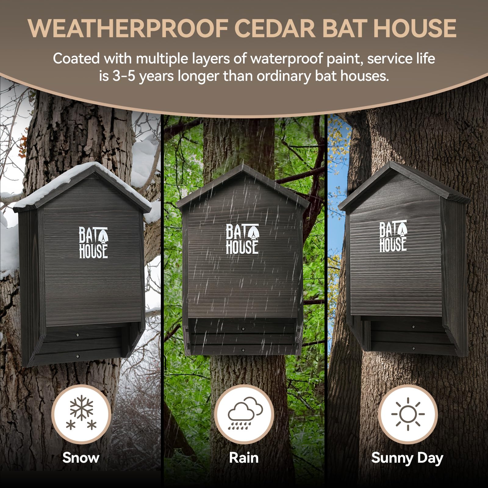 Snapklik.com : Big Bat House, Bat Houses For Outdoors For Tree, 2 ...