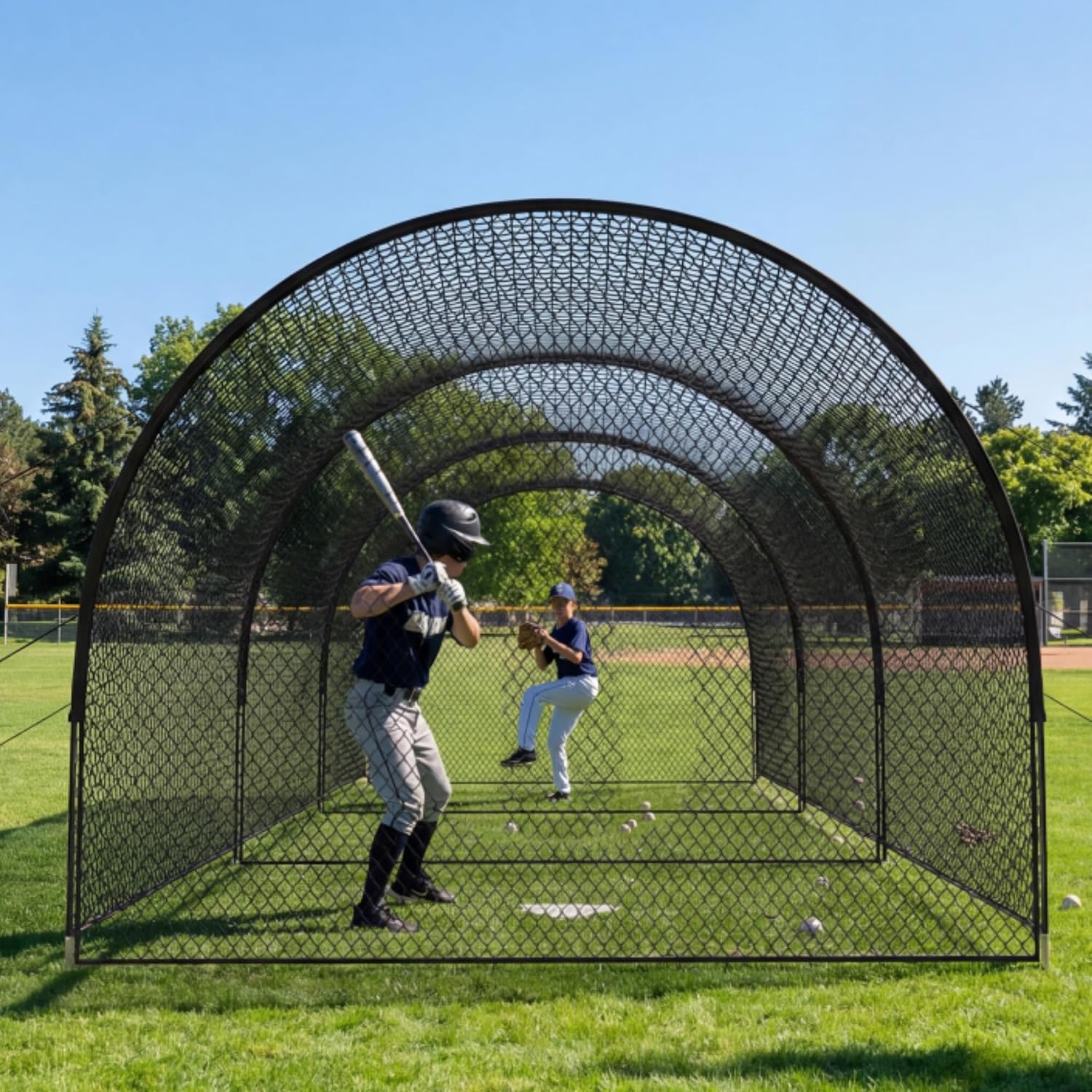 Amazon.com: ActiveTrail 33ft Batting Cage Net with Frame, Multi-Sport ...