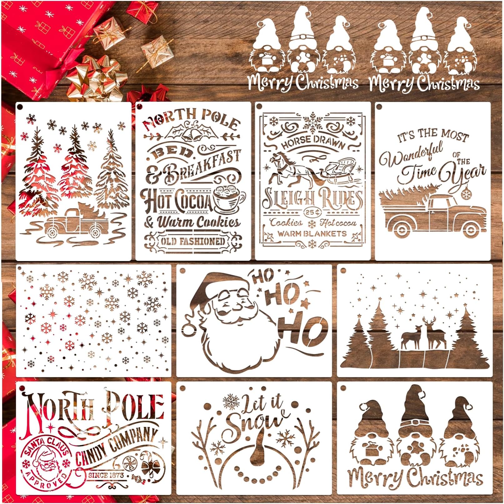 Amazon.com : Christmas Stencils for Painting on Wood Walls Crafts ...