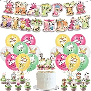 Amazon.com: Bubble Tea Party Decorations Boba Tea Birthday Party ...