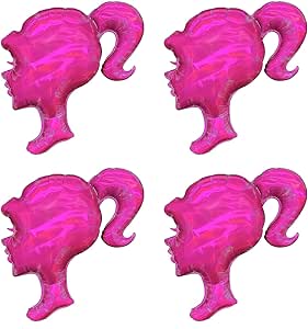 Amazon.com: 4PCS Pink Princess Head Balloons, Hot Pink Girls Head Doll ...