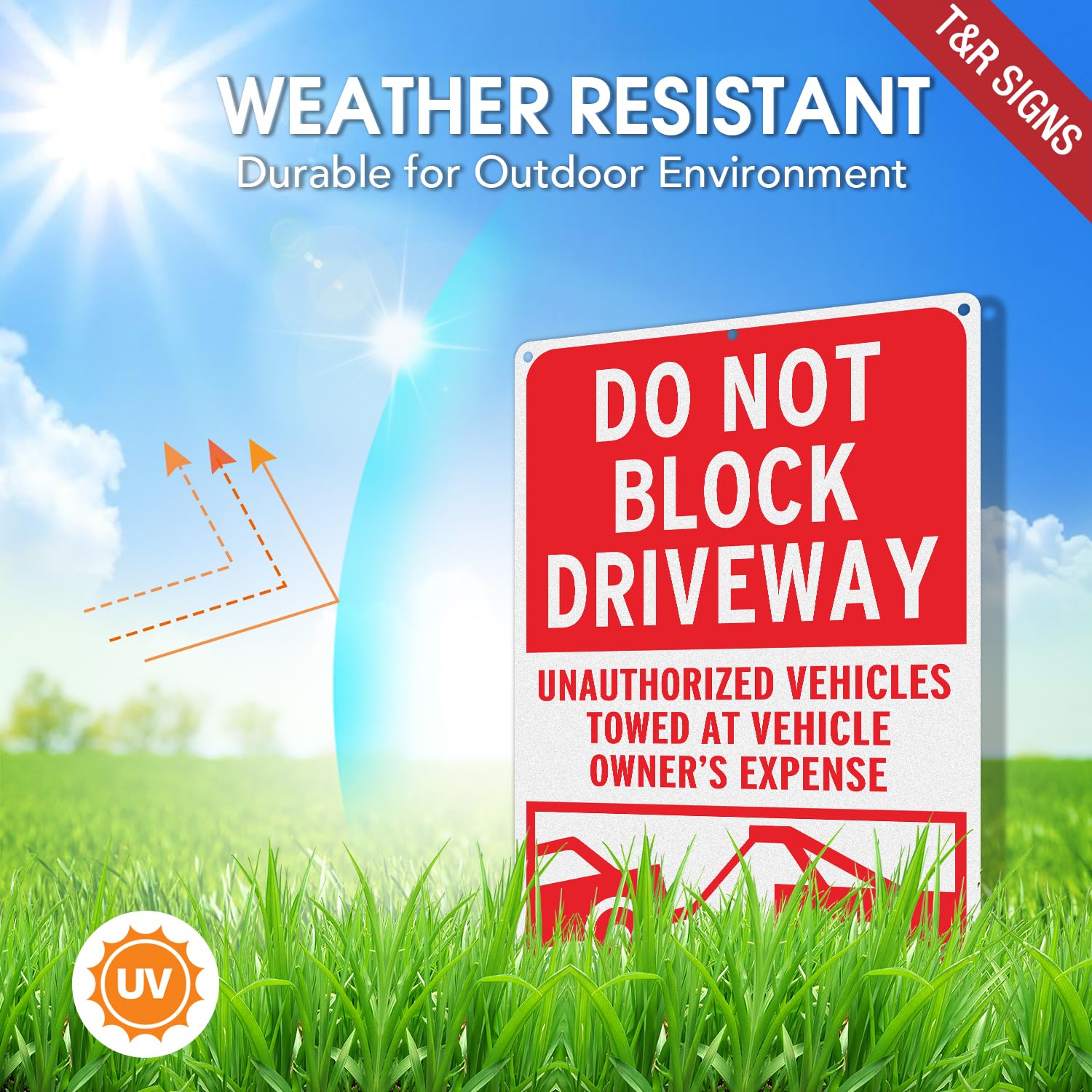 Snapklik.com : T&R Large Do Not Block Driveway Signs, Unauthorized ...
