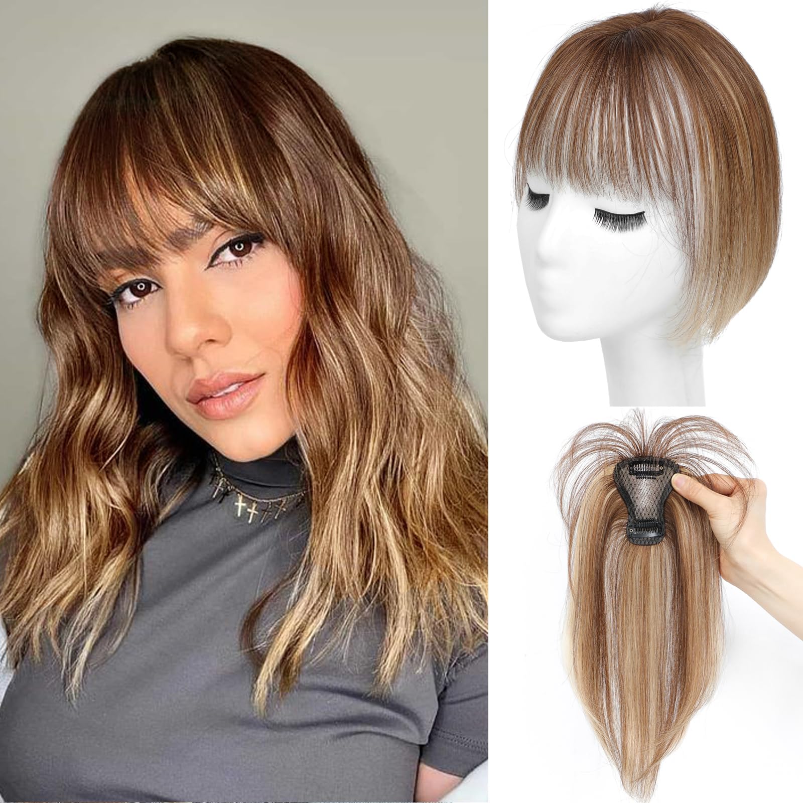 Amazon.com : Angels Beauty 360° 3D Cover Real Human Hair Toppers ...