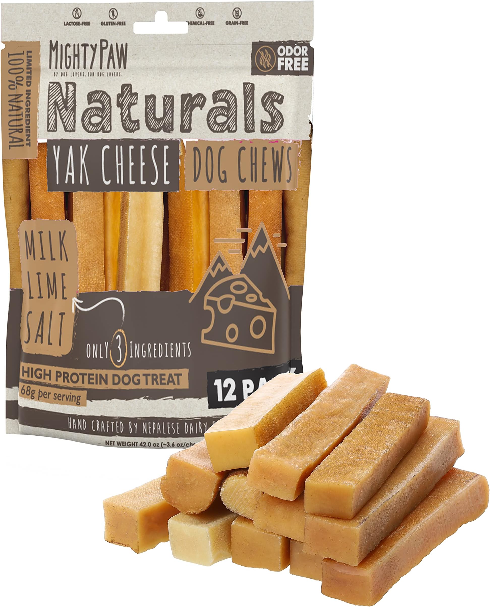 Amazon.com : Mighty Paw Yak Cheese Chews for Dogs | All Natural Long ...