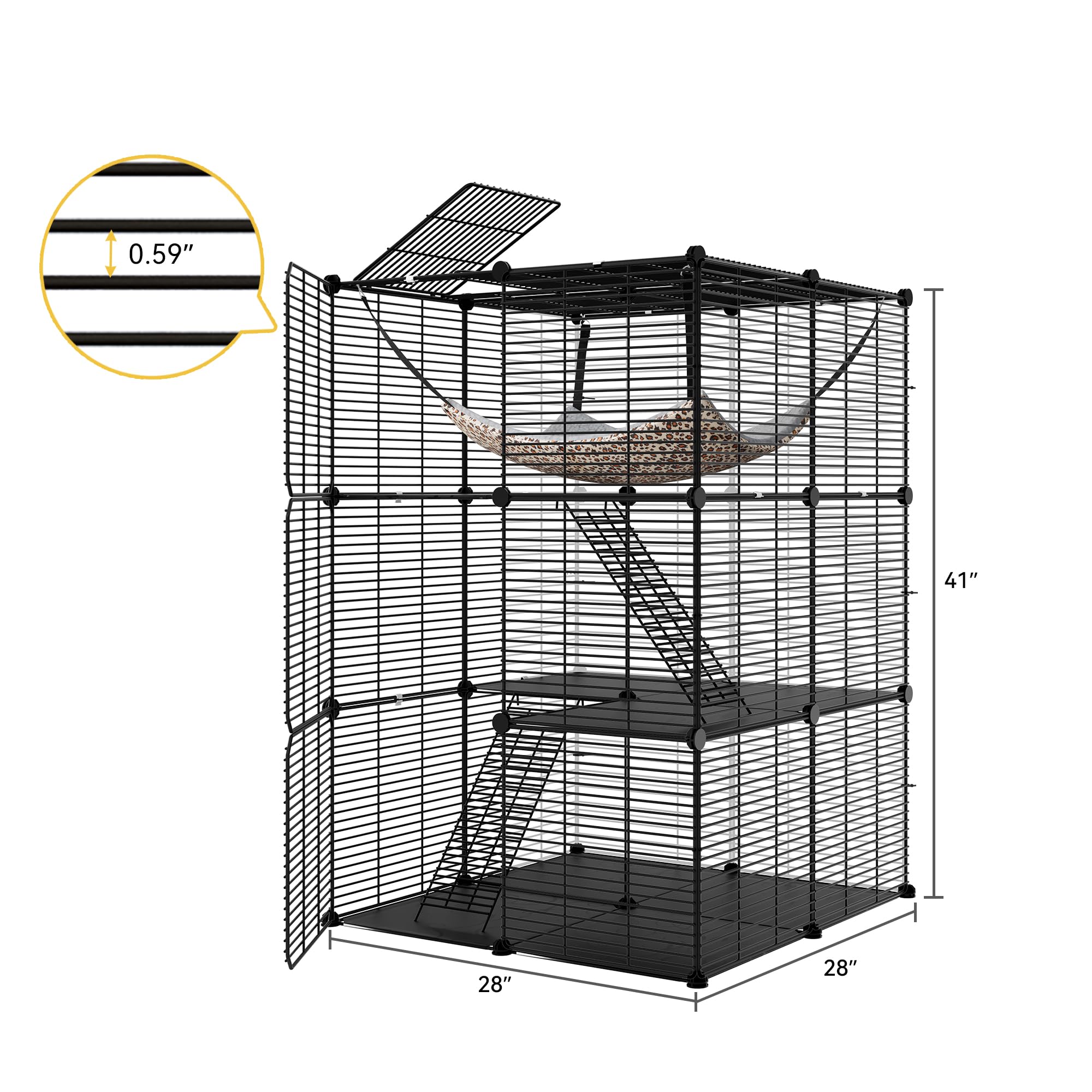 Snapklik.com : DWVO 3-Tier Cat Cage Indoor Enclosure - Spacious DIY Pet ...