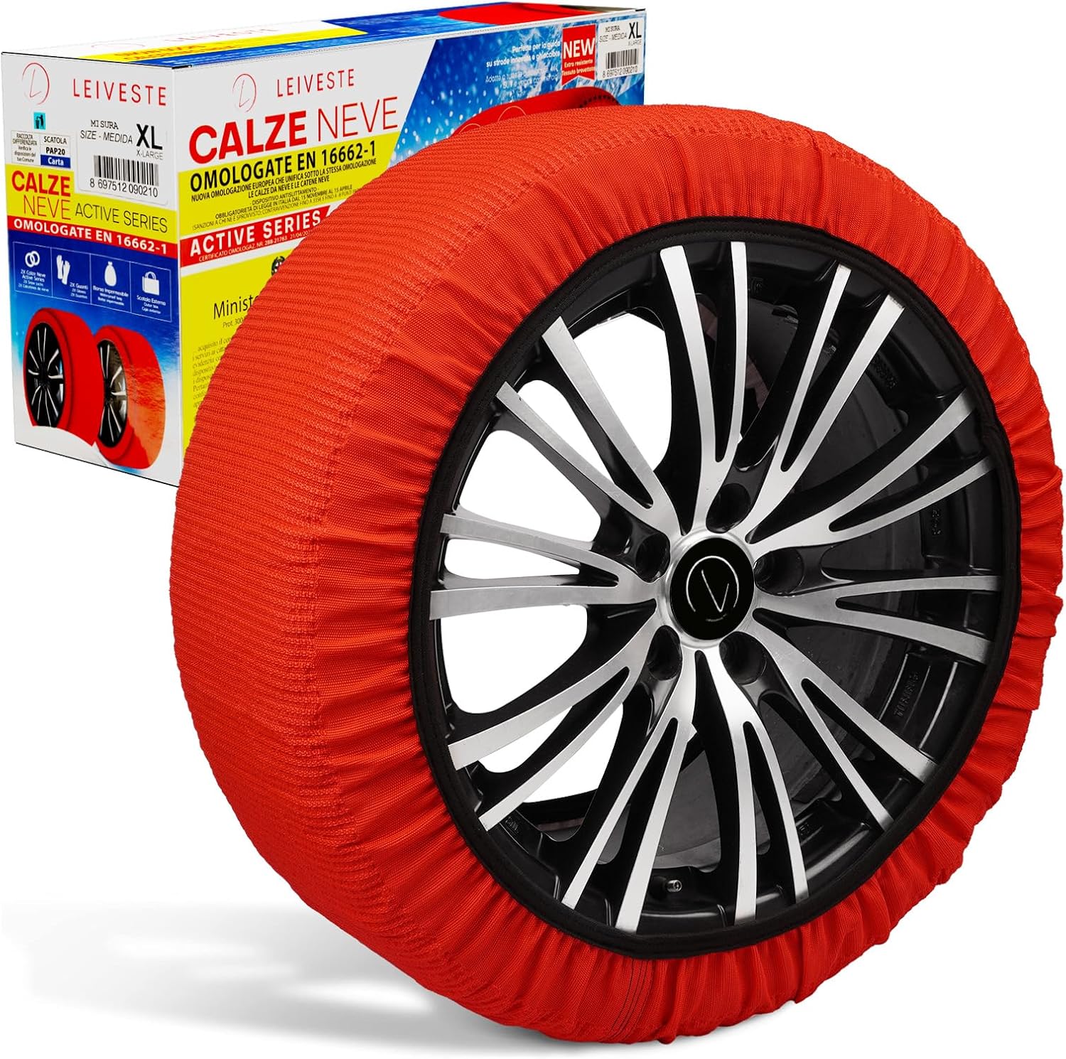 LEIVESTE-Calze da Neve Omologate Italia EN 16662-1 2020 2 Catene da ...