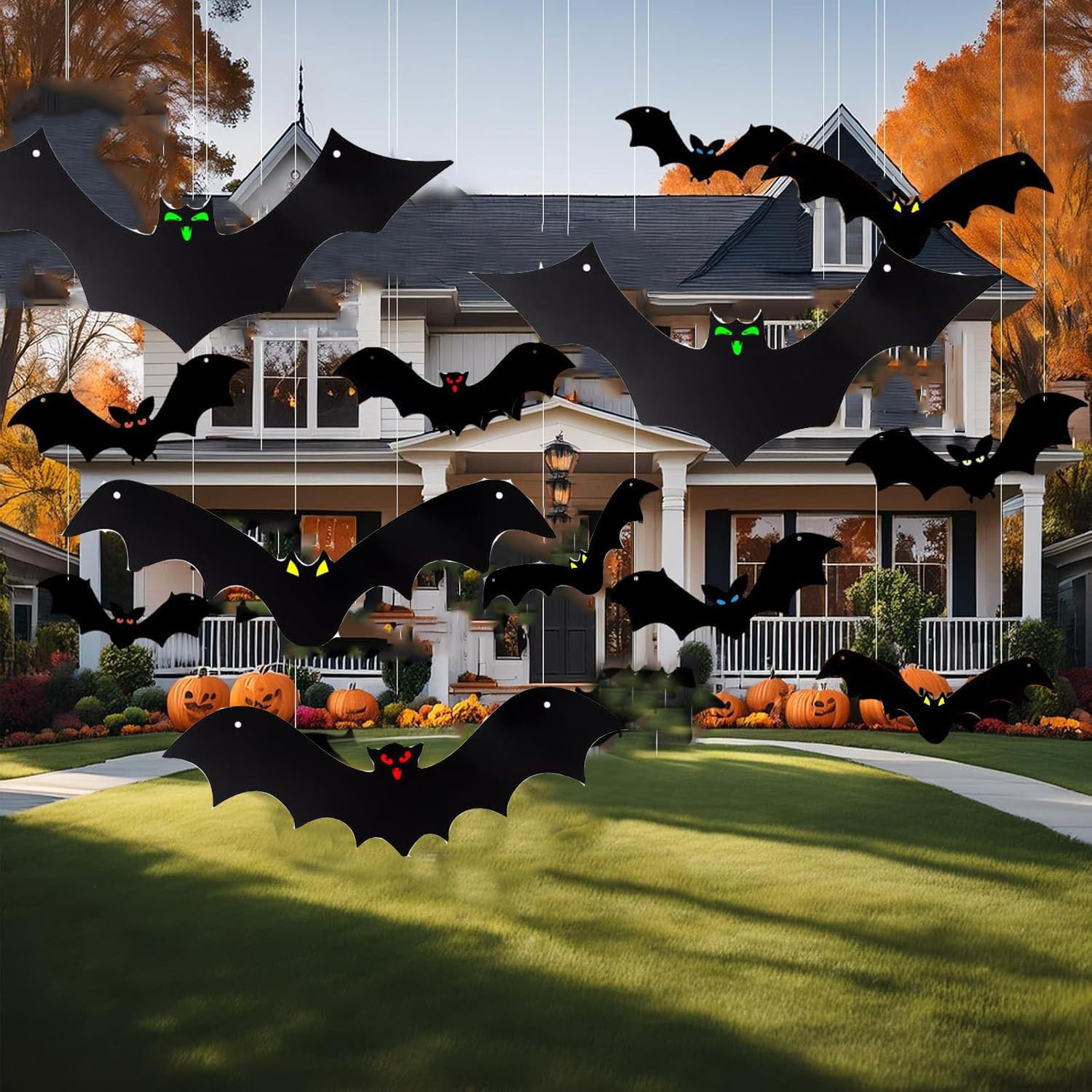 LZSZHY 12PCS Halloween Decorations Hanging Bats Halloween Flying Bat ...