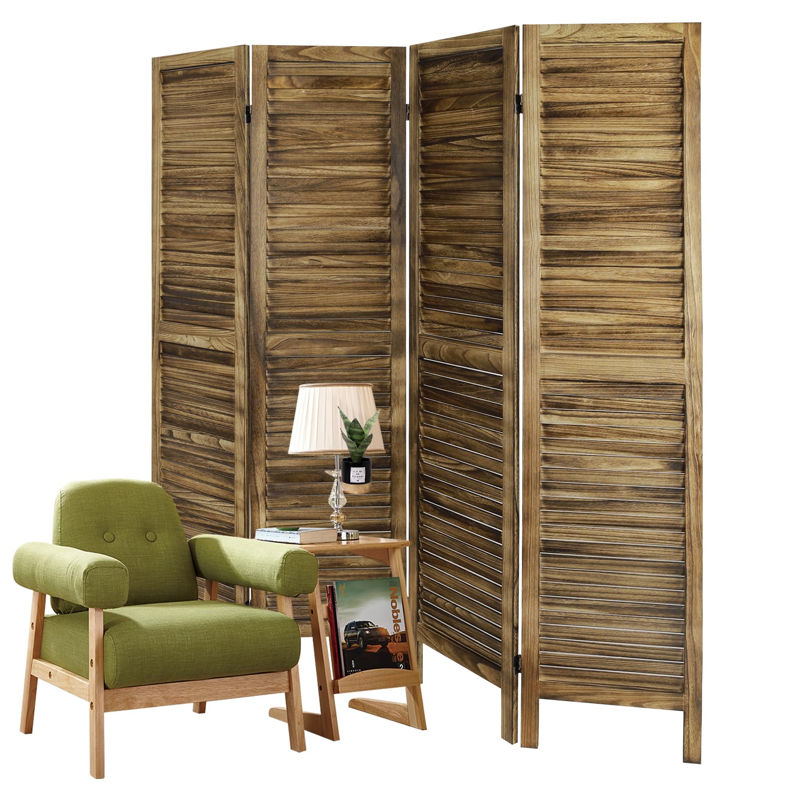 Amazon.com - 4 Panels Room Dividers Privacy Screen, Wood Room Dividers ...