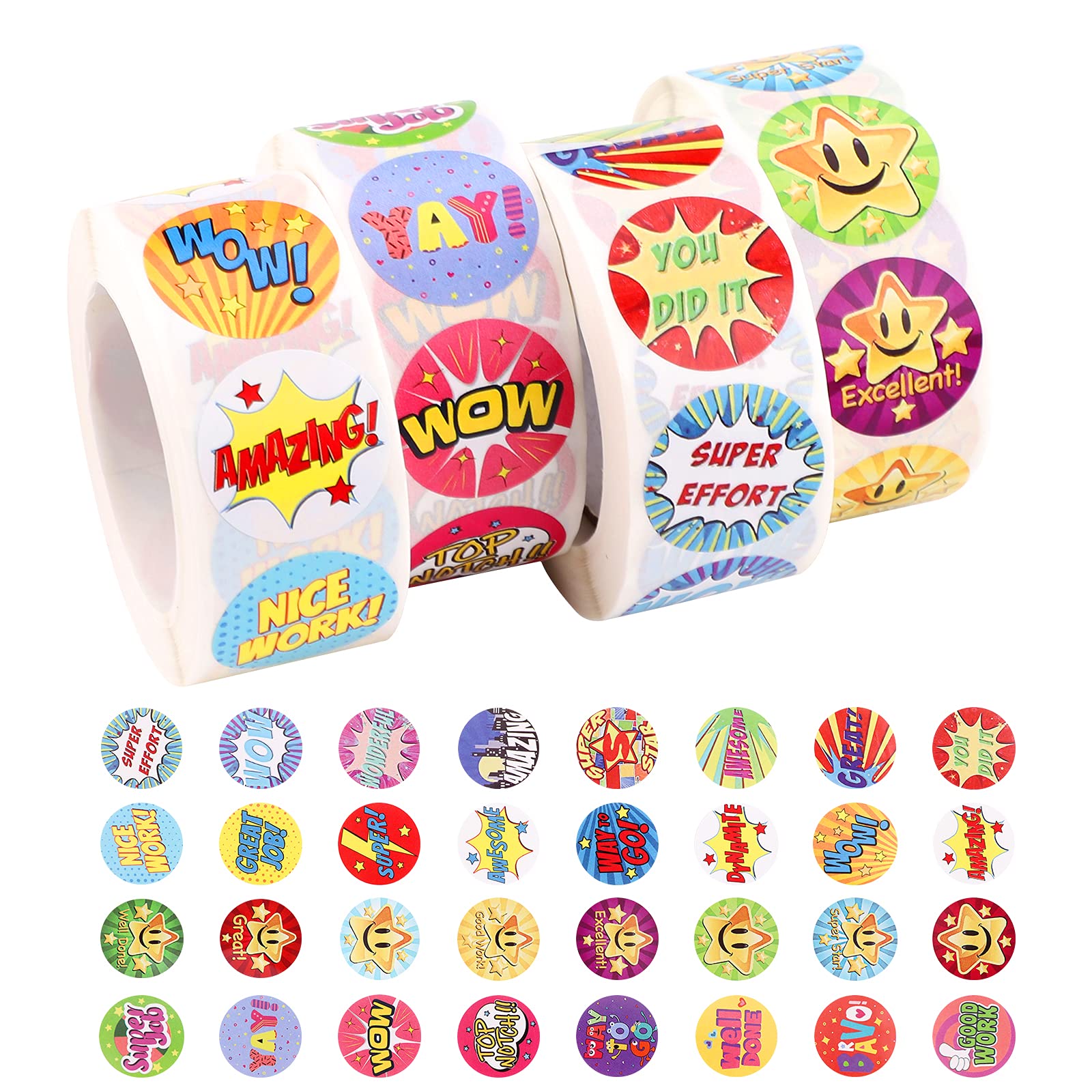 Buy 2000 Pieces Reward Stickers for Teachers,4 Roll Self-Adhesive ...