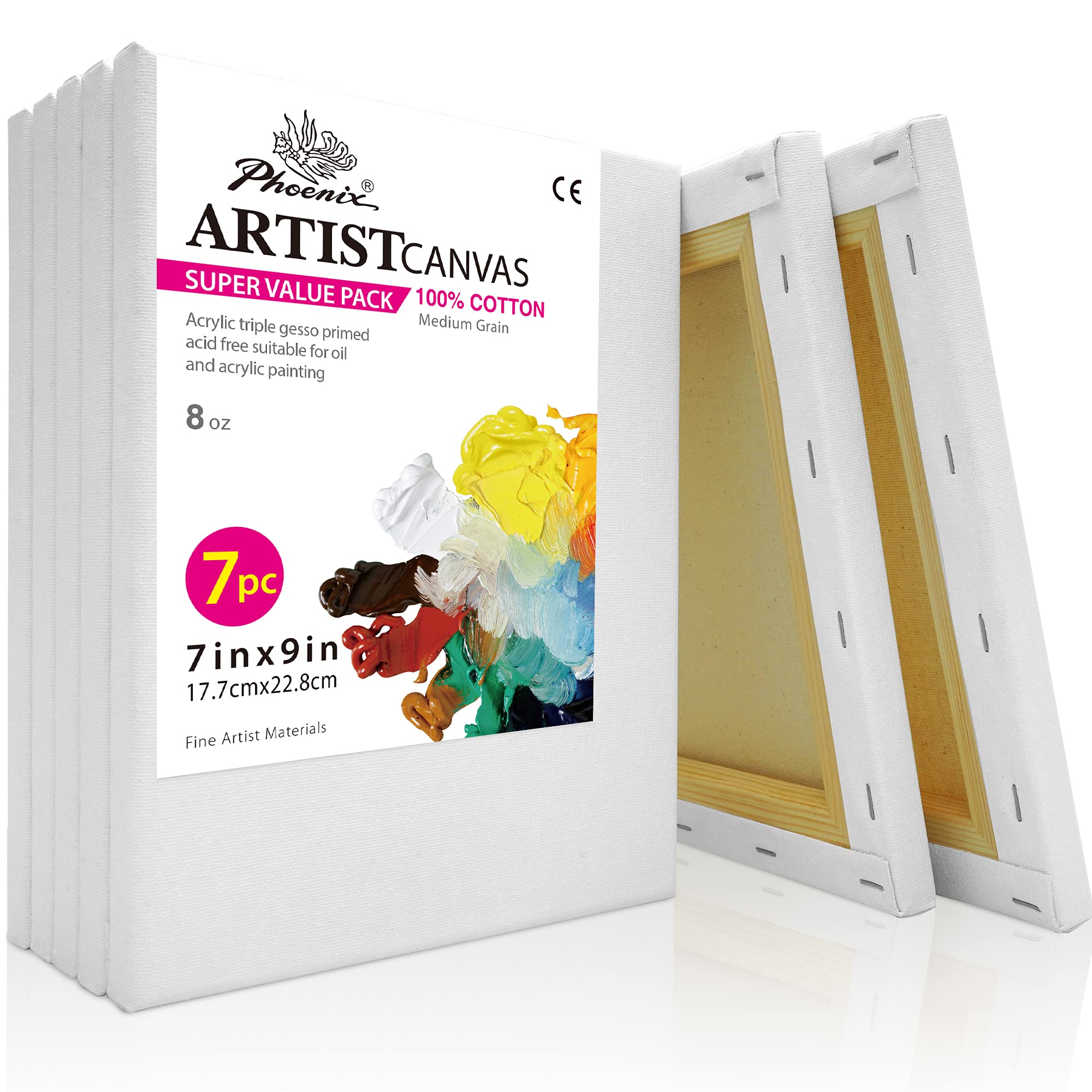 Snapklik.com : PHOENIX Stretched Canvas For Painting 7x9 Inch/7 Value Pack