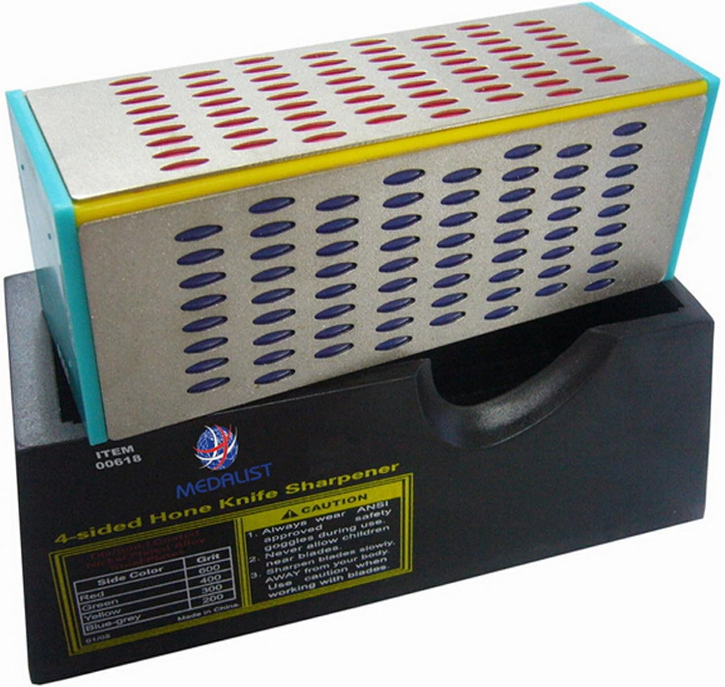 Amazon.com: 4 Sided Sharpening Stone Diamond Hone Block Kitchen Knife ...