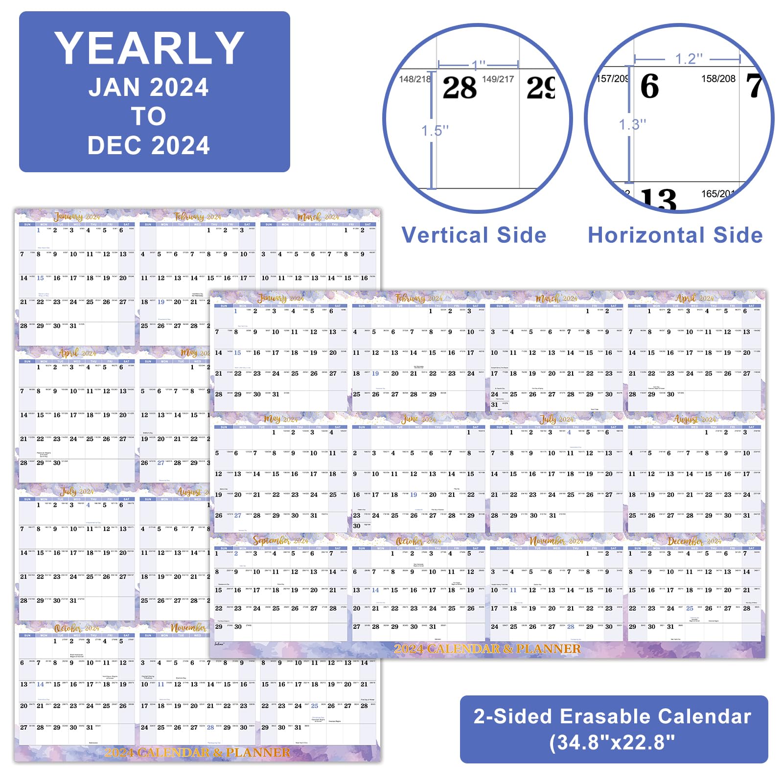 Snapklik.com : 2024 Calendar - Yearly 2024 Wall Calendar, 34.8 22.8 ...