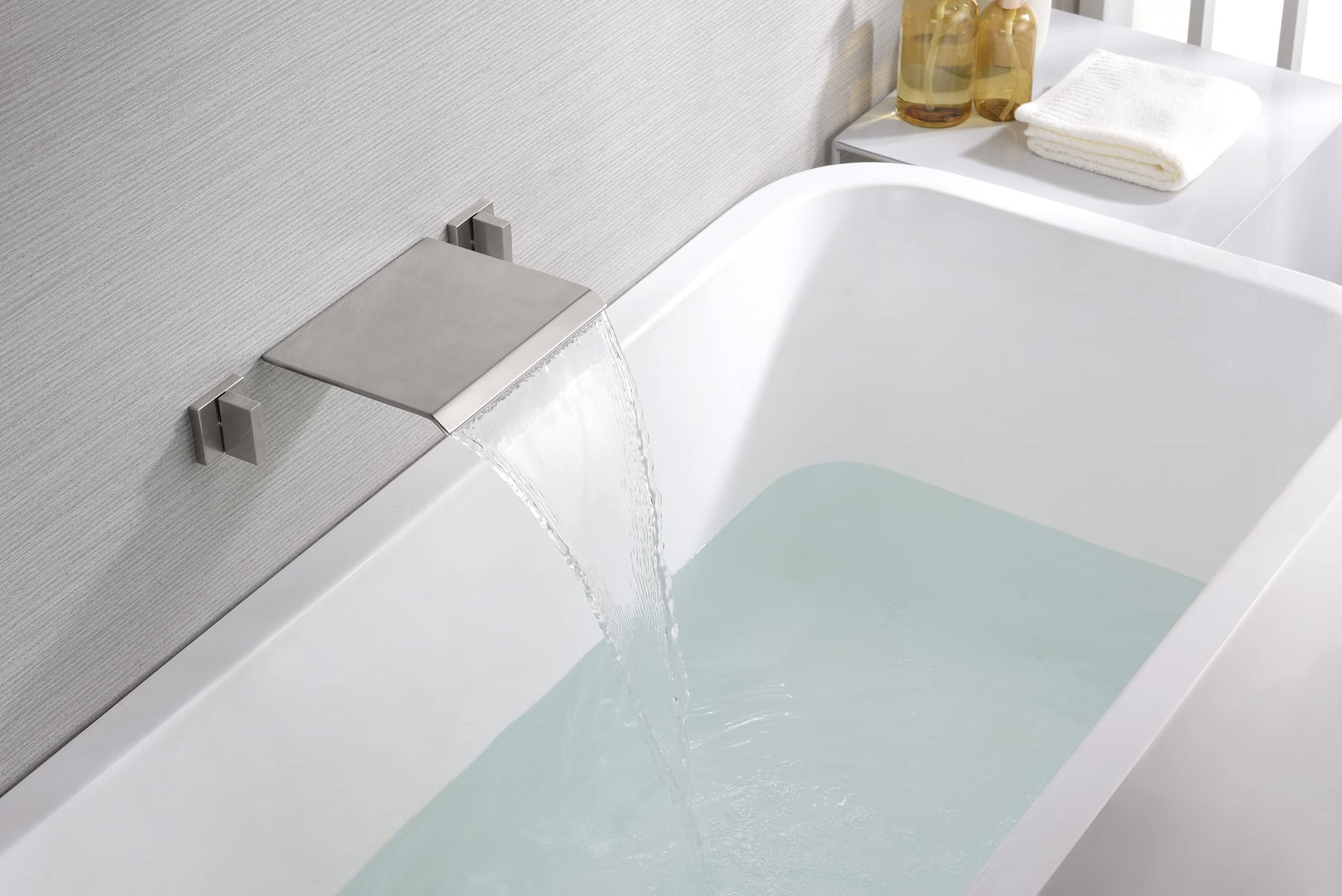 Snapklik.com : SUMERAIN Waterfall Tub Faucet Wall Mount Bathtub Faucet ...
