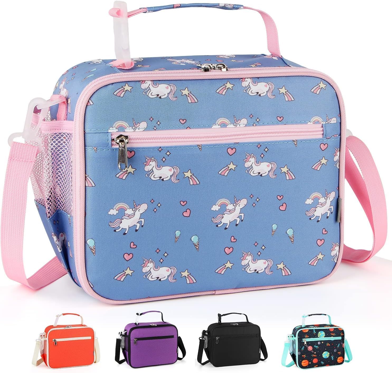 Clastyle Pink Boho Rainbow Insulated Lunch Bag for Kids Girl, Butterfly ...