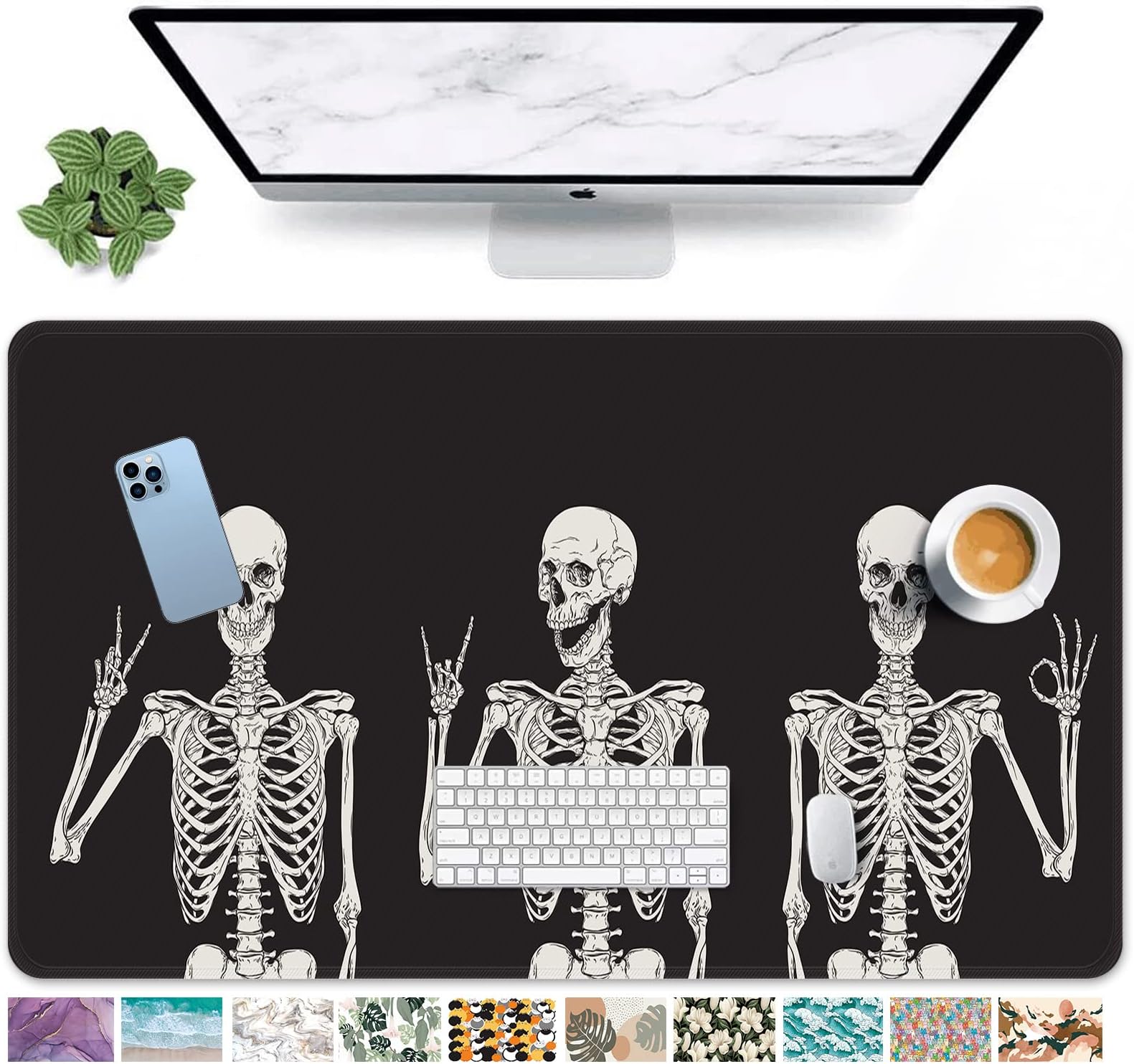 Amazon.com : Britimes Large Gaming Mouse Pad Blue Luxury Palm Leaves ...