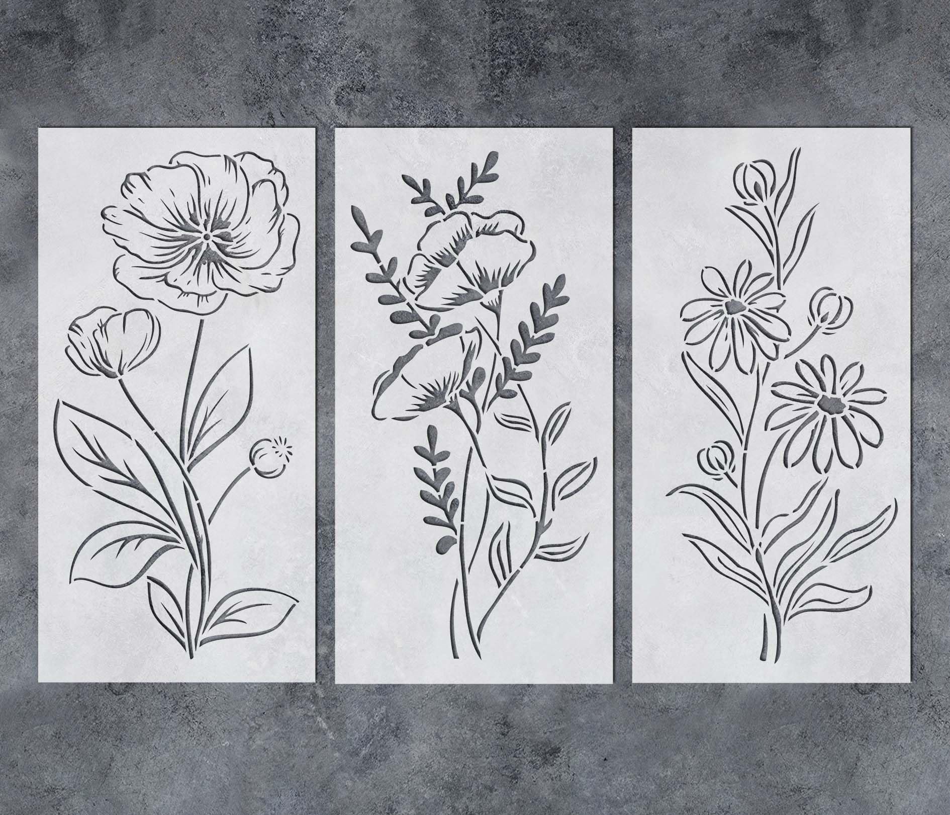Amazon.com: GSS Designs Wildflower Stencils 6x12Inch Flower Stencils ...