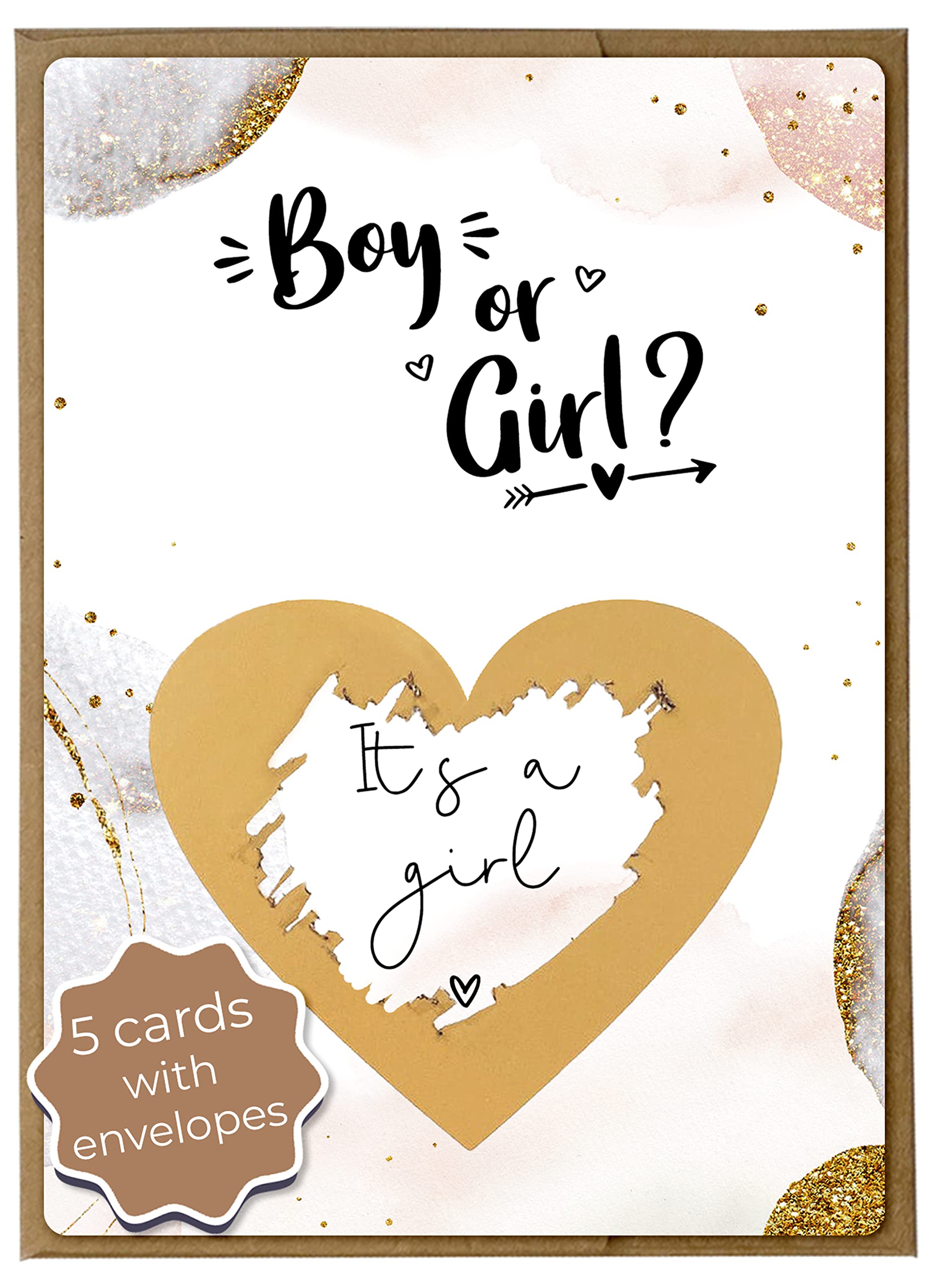 Buy Jolicoon 5 Gender reveal scratch cards - It's a girl - Gender ...
