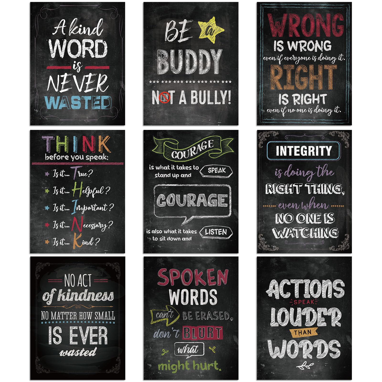 Buy Sayglossy 9 Pcs Educational for Classroom Anti Bullying 22x17 Inch ...