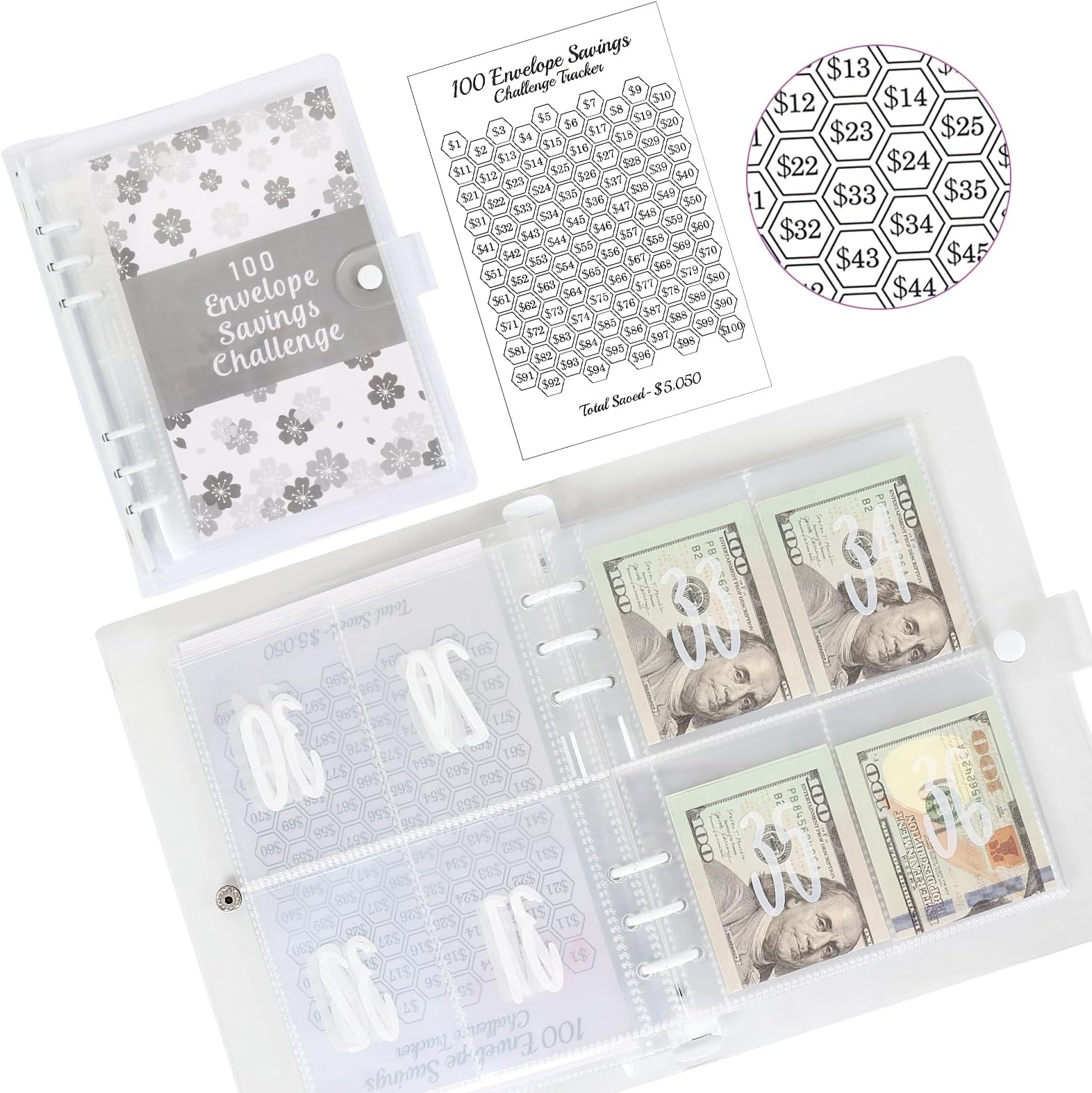 Amazon.com : 100 Envelope Challenge Binder,100 Day Savings Challenges ...