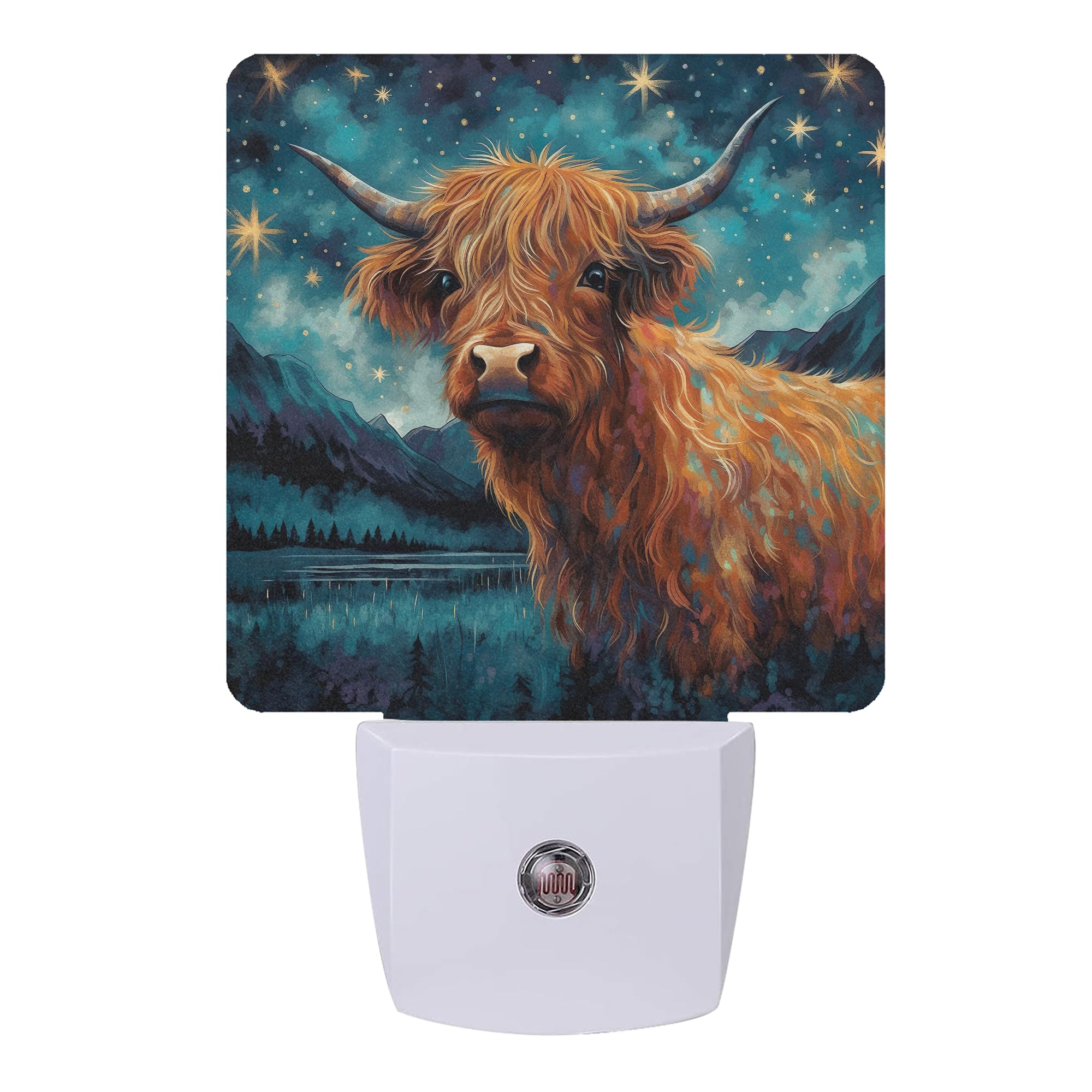 Starry Nigh Highland Cow Night Light,Night Lights Plug into Wall with ...
