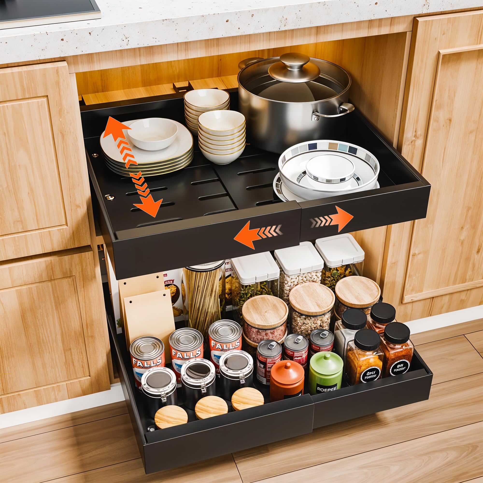 Amazon.com: Expandable Pull-Out Cabinet Organizer, Peel & Stick ...