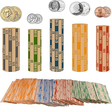 300 Pcs Coin Rollers Canadian, Assorted Coin Wrappers, Kraft Paper Flat ...