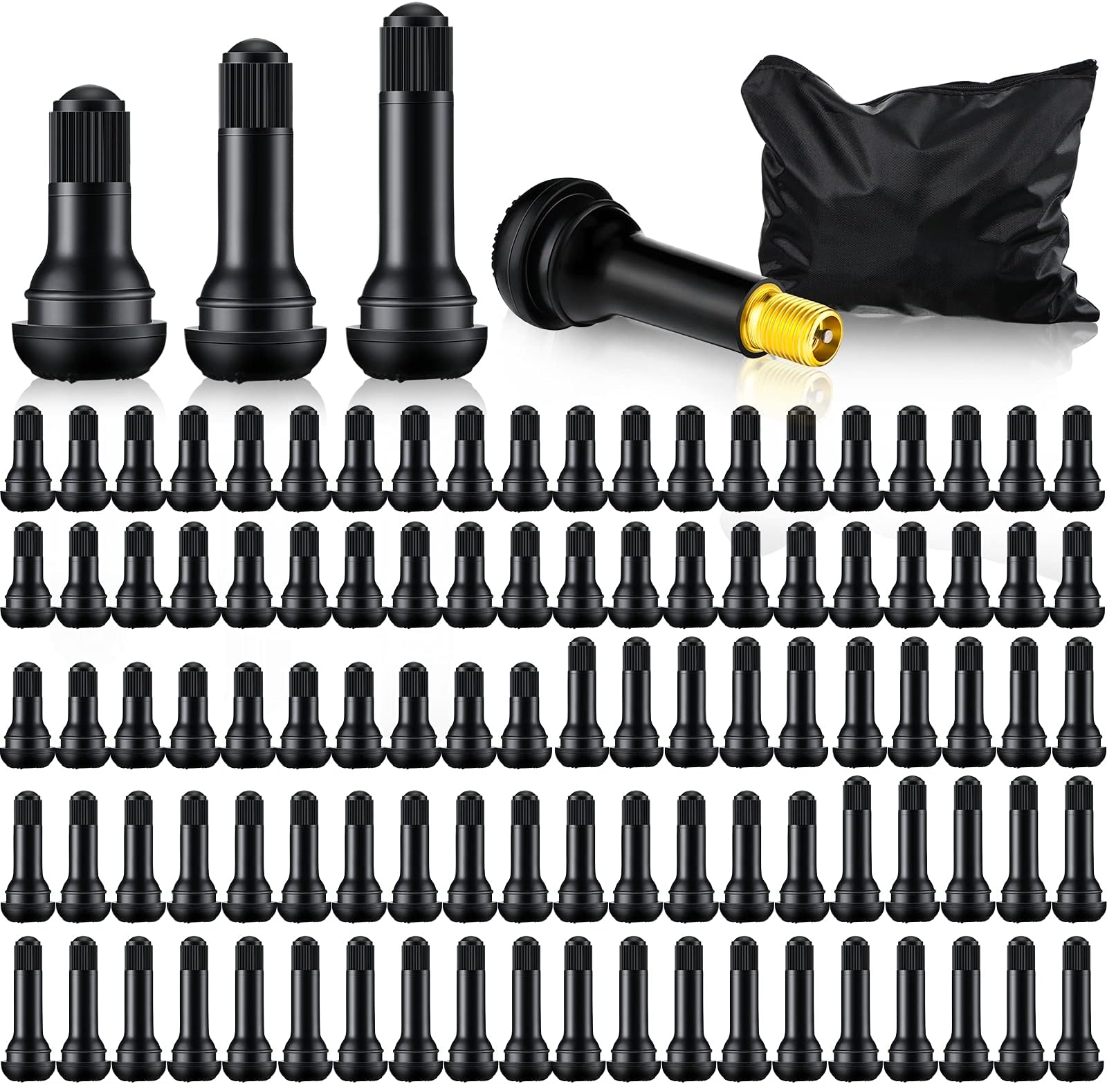 Amazon.com: 100 Pcs TR414 Tire Valve Stem Black Rubber Snap-in Valves ...