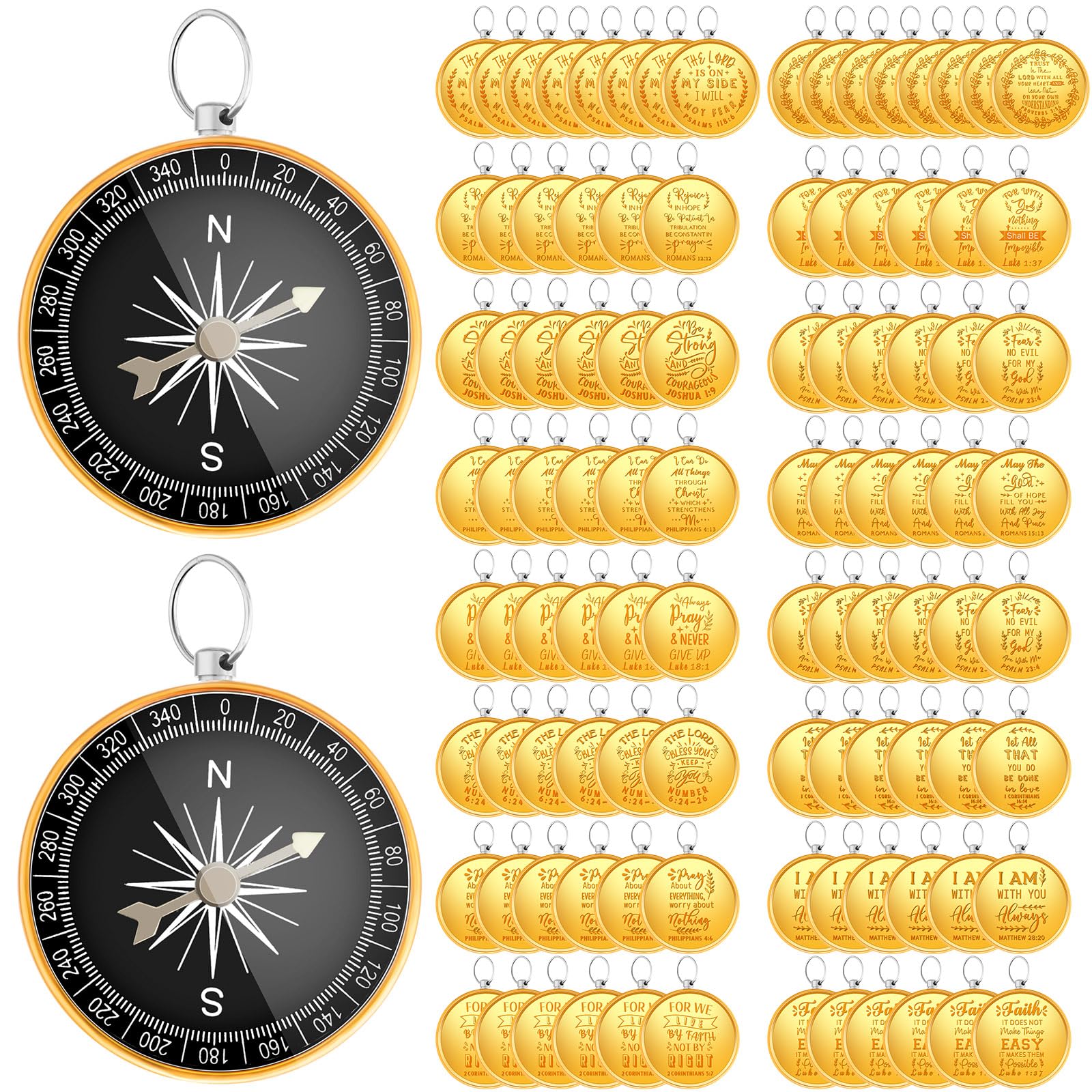 Zonon 100 Pcs Engraved Compass Vintage Nautical Camping Compass Thank ...