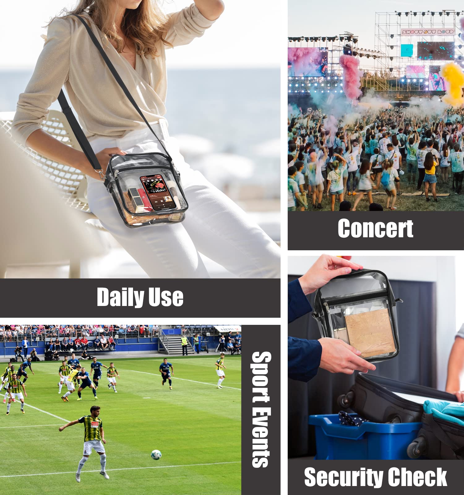 MoKo Clear Bag Stadium Approved for Women, Crossbody Bag Purse ...