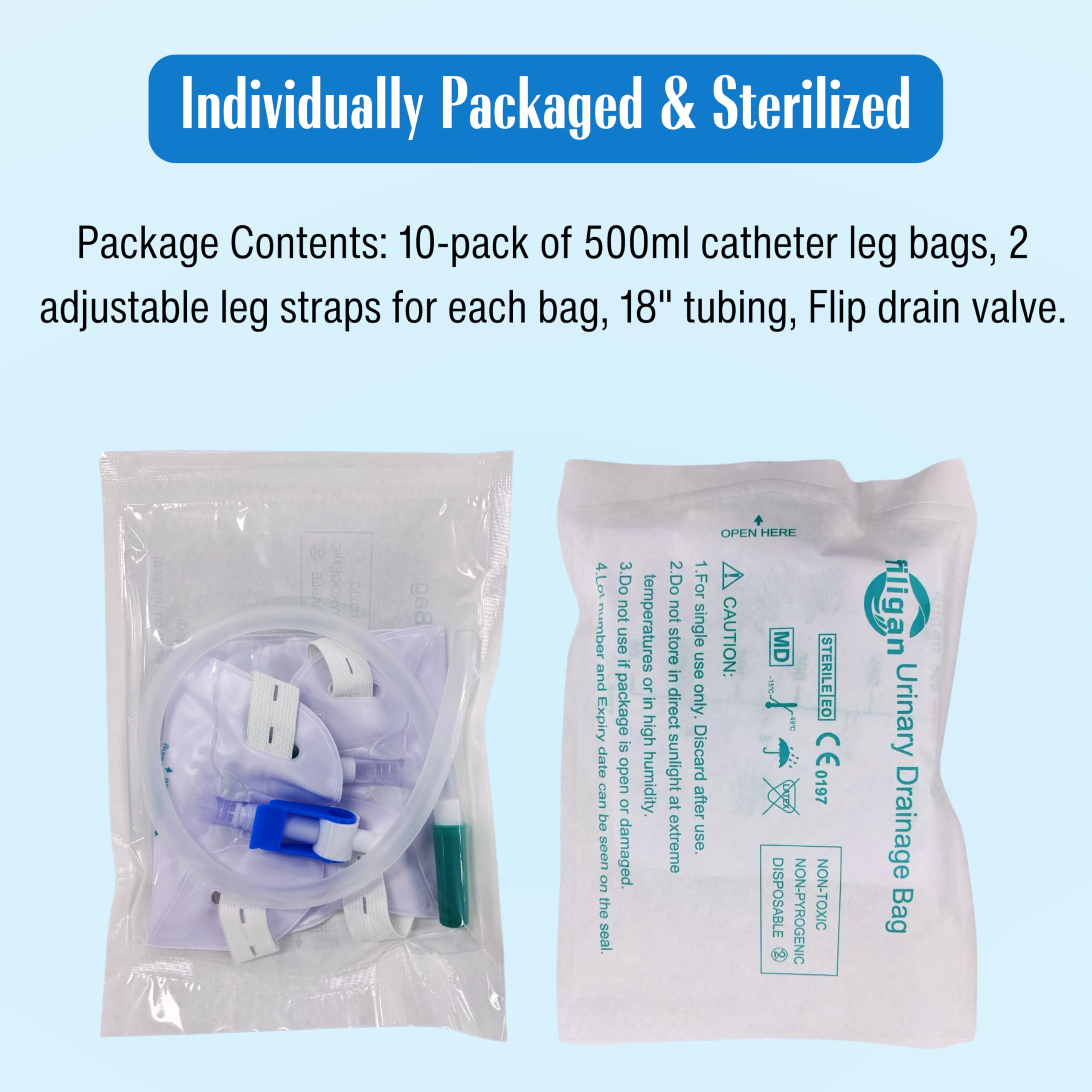 Snapklik.com : 10 Pack Easy-Tap Catheter Leg Bag - 500ml