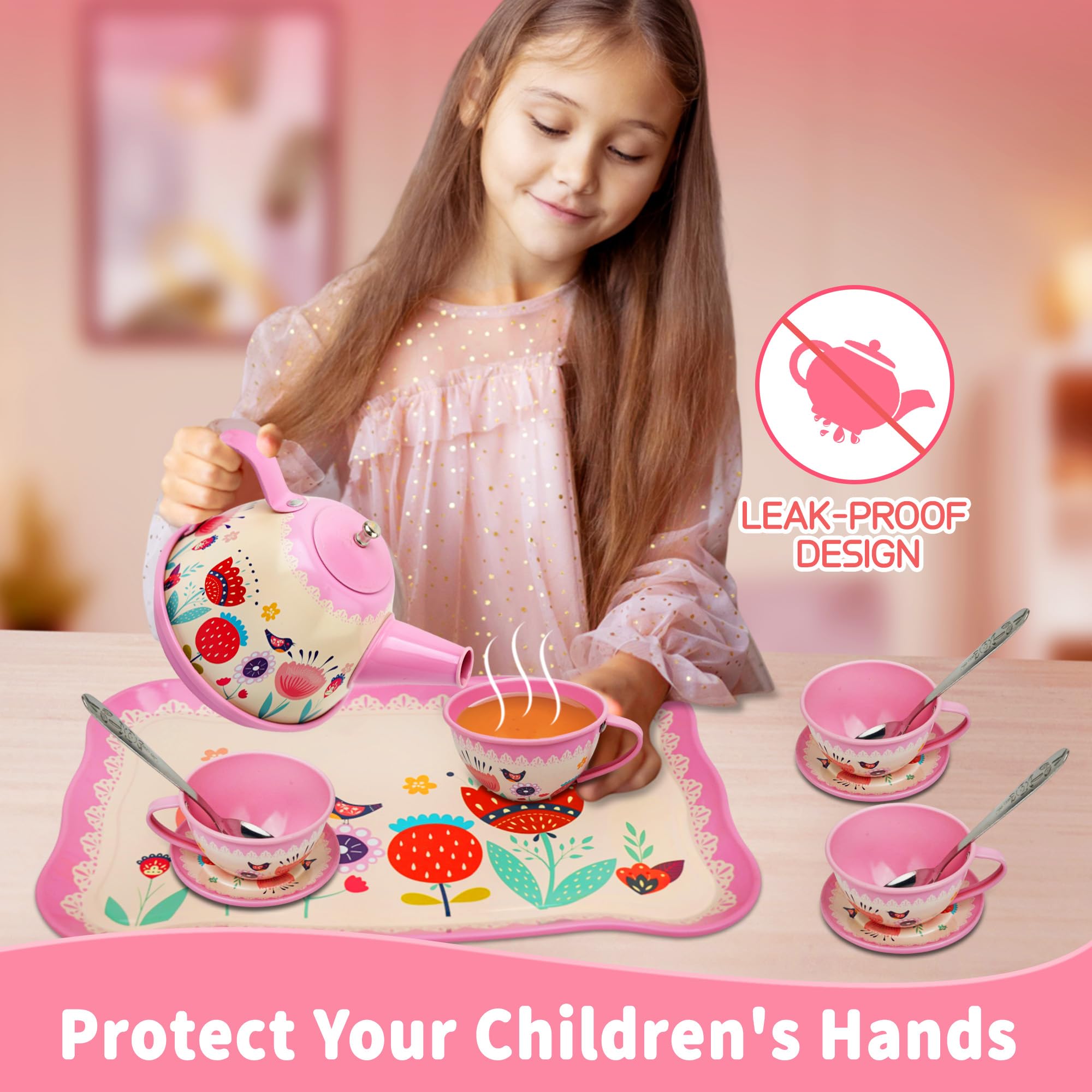 TESSGO 46PCS Tea Party Set for Little Girls, Princess Tea Time Kids ...