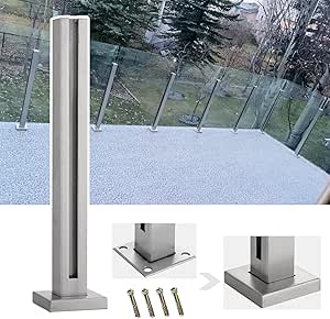Amazon.com: Square Balustrade Glass Railing Post for Outdoor Fence ...