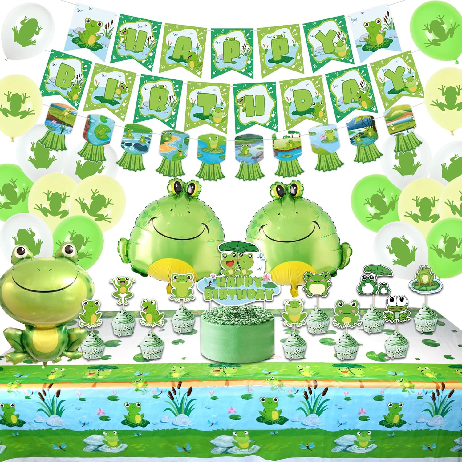 Amazon.com: KEFAN Frog Birthday Party Decorations, Frog Birthday Party ...