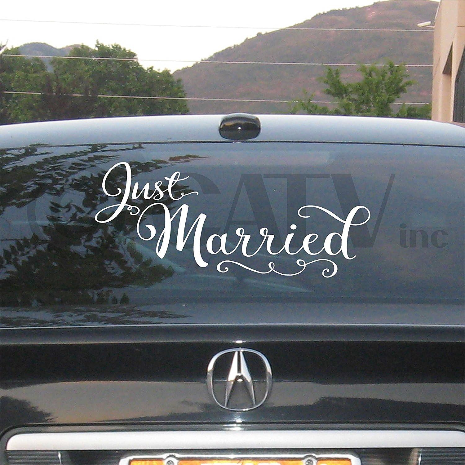 Amazon.com: Just Married 10x22 Vinyl Lettering Wall Decal Sticker Art ...