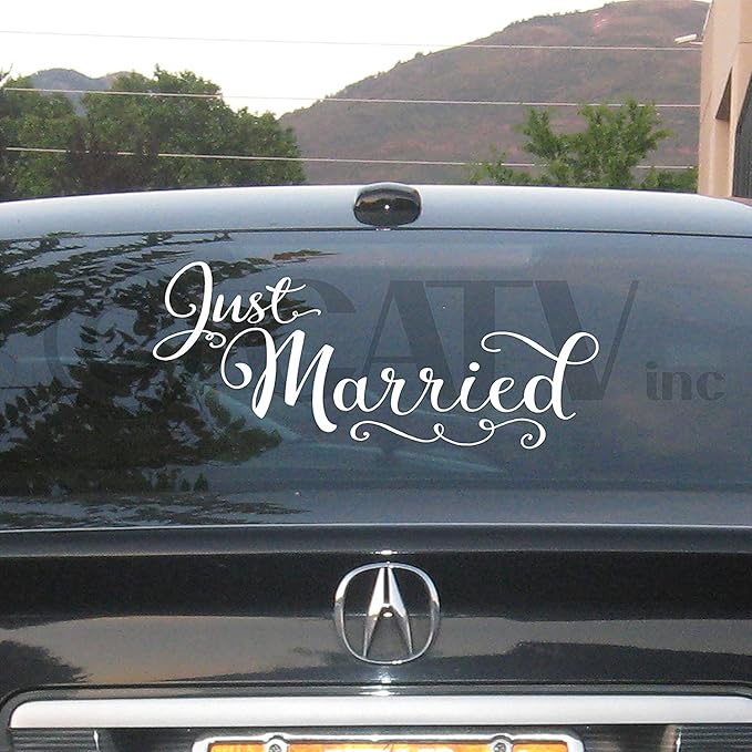 Amazon.com: Just Married 10x22 Vinyl Lettering Wall Decal Sticker Art ...