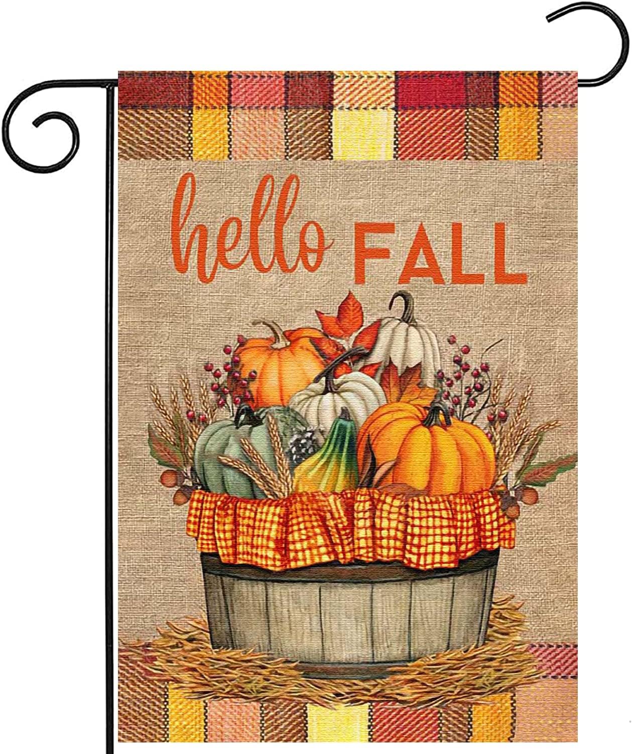 Amazon.com : Surfapans Hello Fall Pumpkin Garden Flag 12x18 Inch Double ...