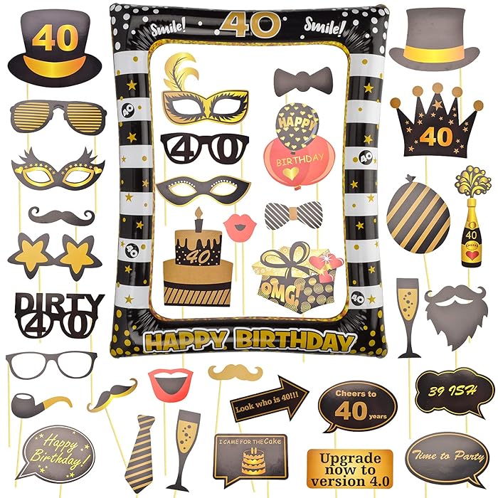 Buy AIBAOABOA 40th Birthday Inflatable Selfie Frame and Photo Booth ...