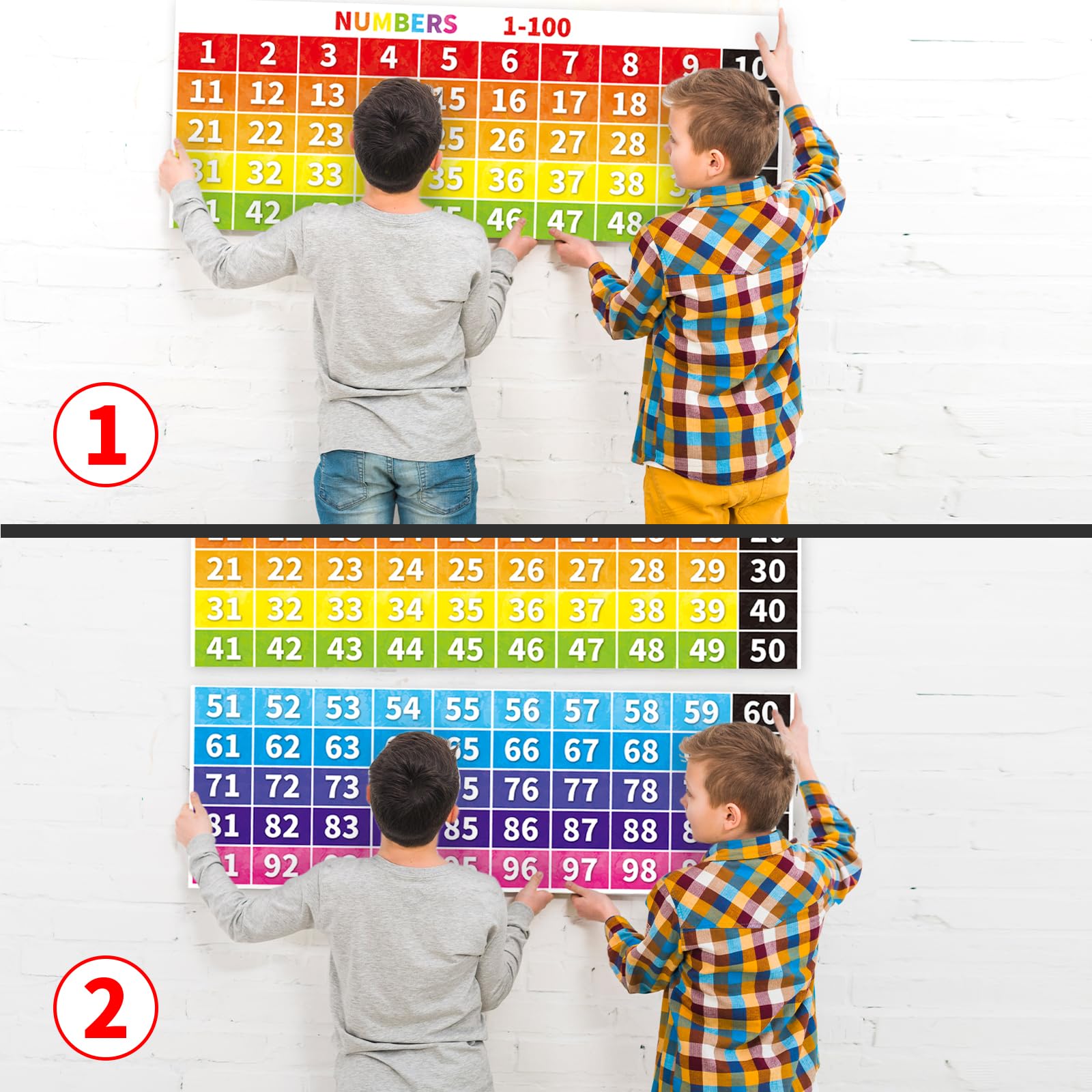 FindFunFine Large Math 1 To 100 Number Poster Educational Poster Wall ...